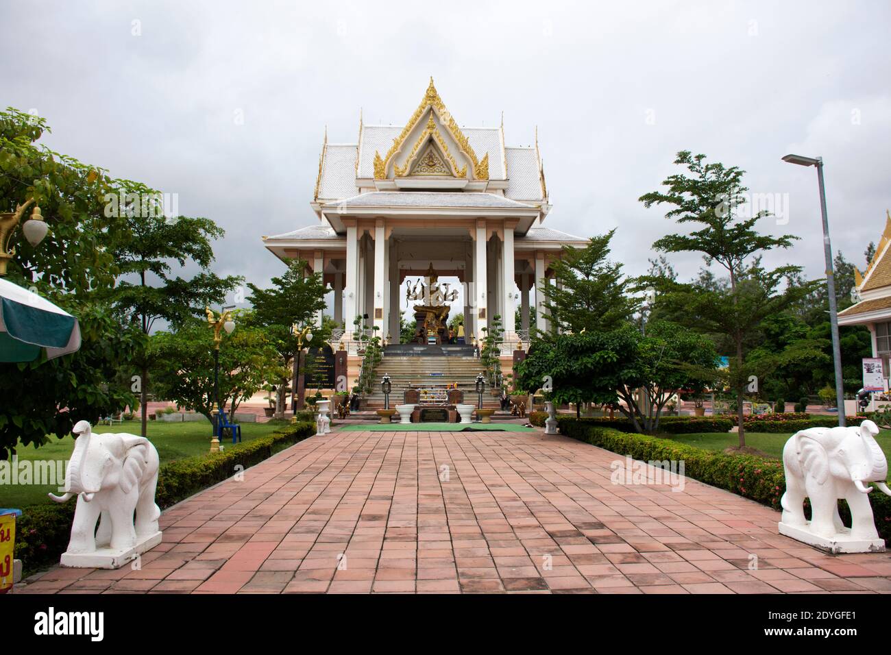 Golden Brahma statue Thewalai angel shrine in garden for thai people ...