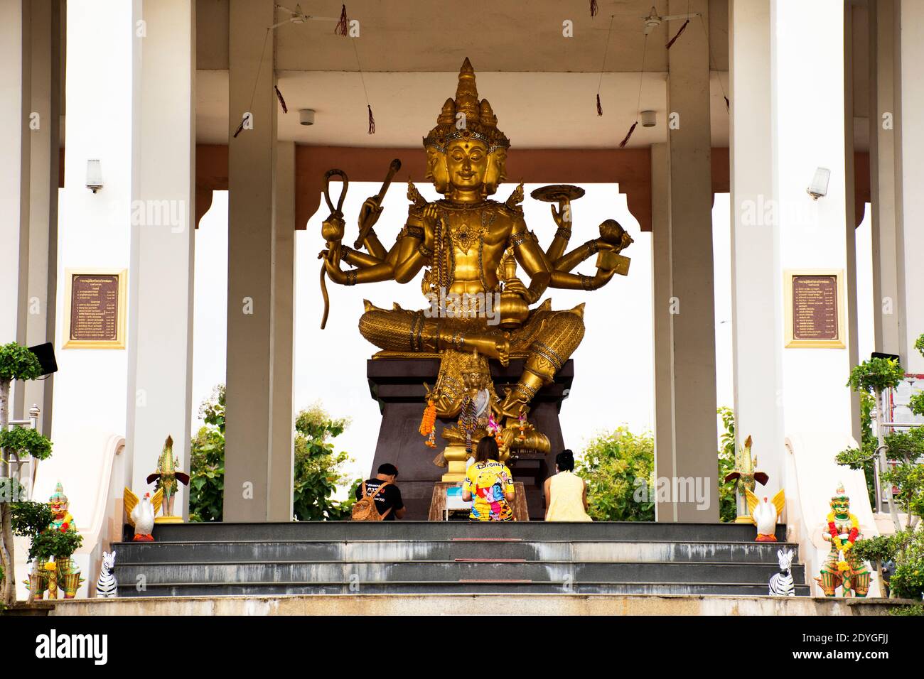 Golden Brahma statue Thewalai angel shrine in garden for thai people ...