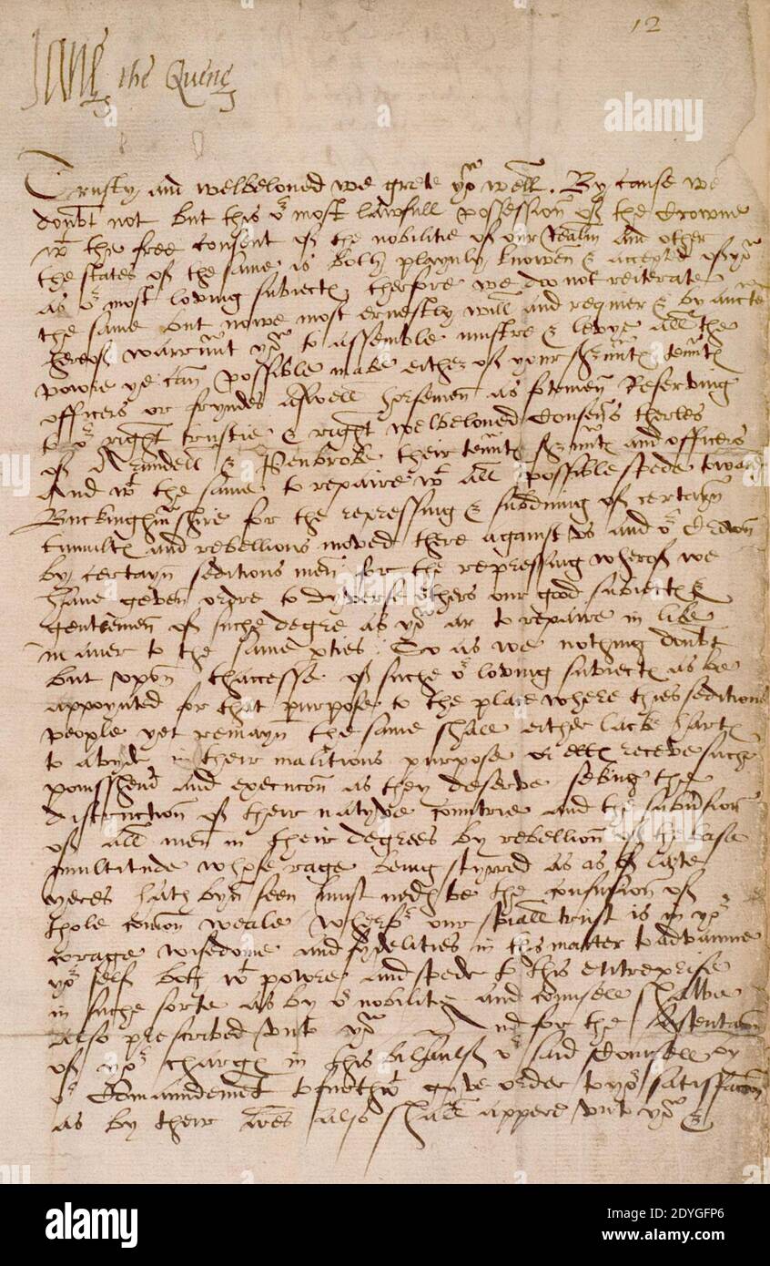 Lady jane grey letter hi-res stock photography and images - Alamy