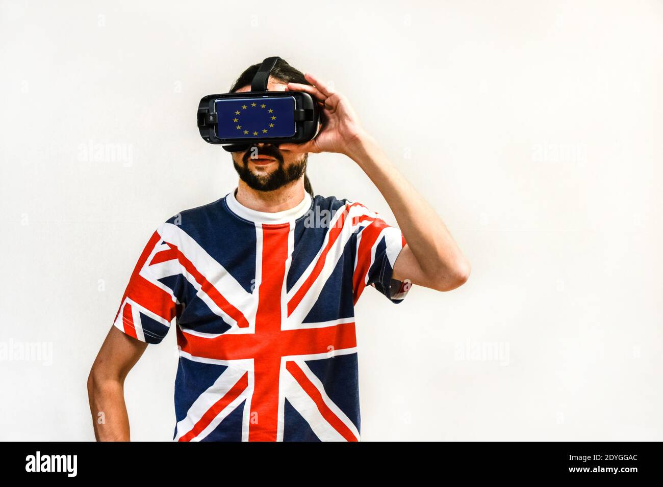 BREXIT conceptual image - Man with 4K Glasses watching United Kingdom ...