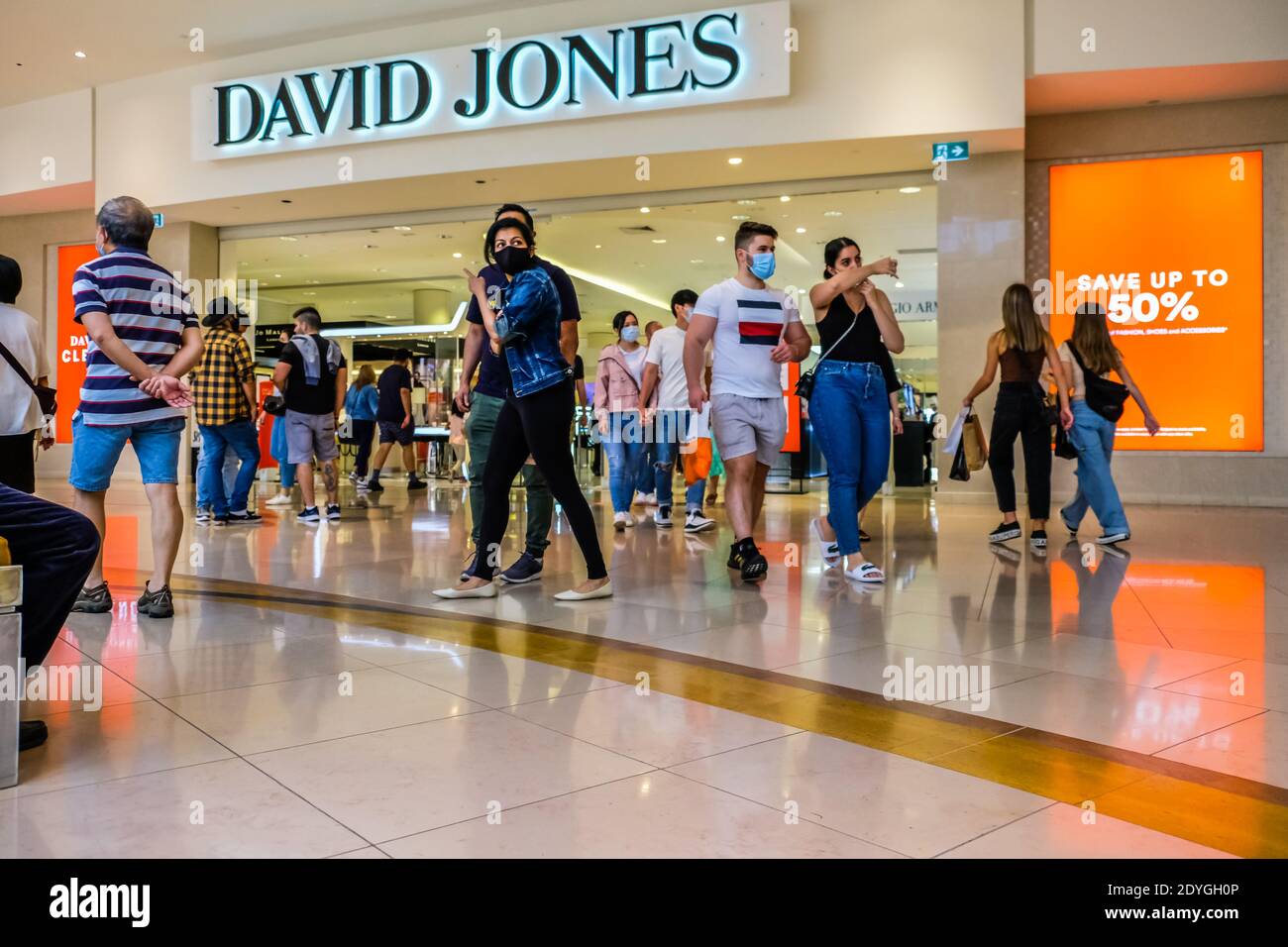 Shoppers seen at the front entrance to David Jones department store at ...