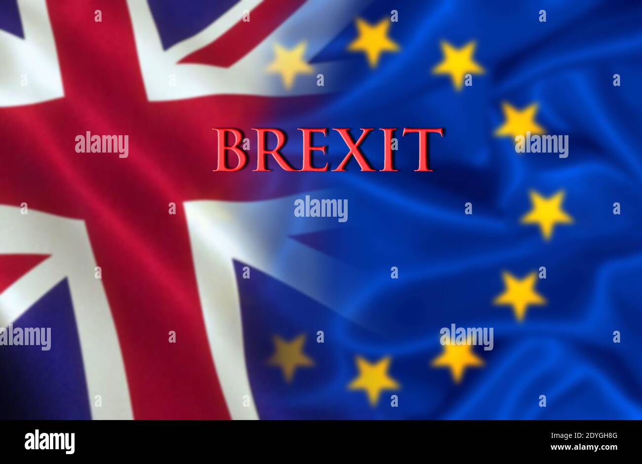 BREXIT conceptual image with flags of United Kingdom and European Union ...