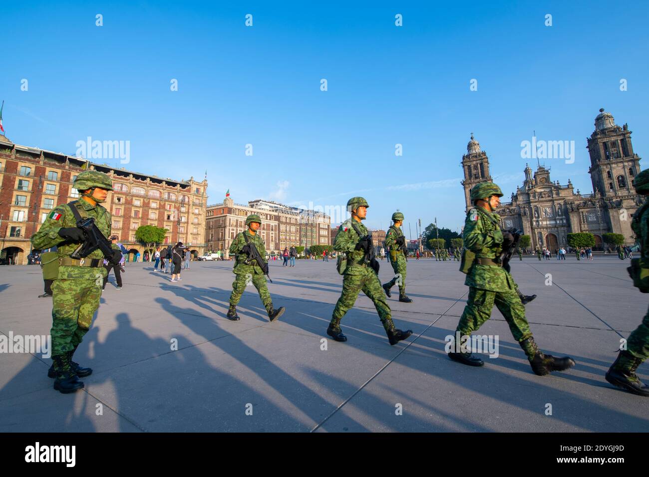 Raising Flag Guard of Honor march on Zocalo at Historic center of ...