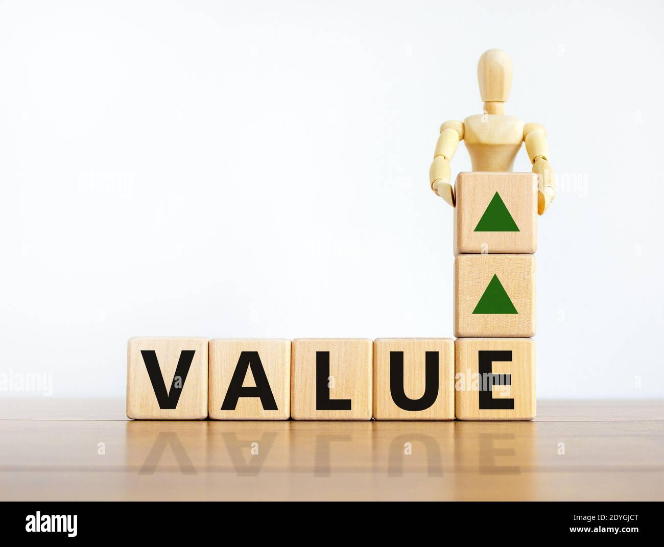 Value growth symbol. Concept word 'value' on cubes on a beautiful ...