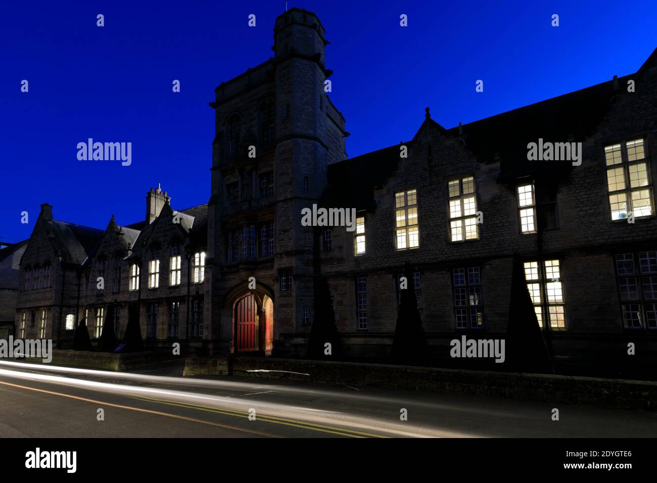 Evening view of the school buildings, Uppingham town, Rutland, England ...