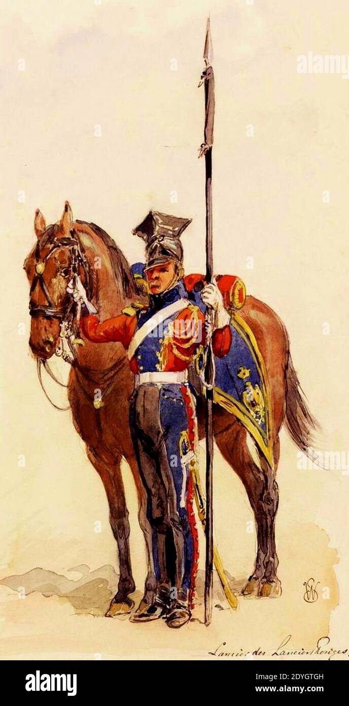 Lancier rouge en tenue de route, 1811 Stock Photo - Alamy