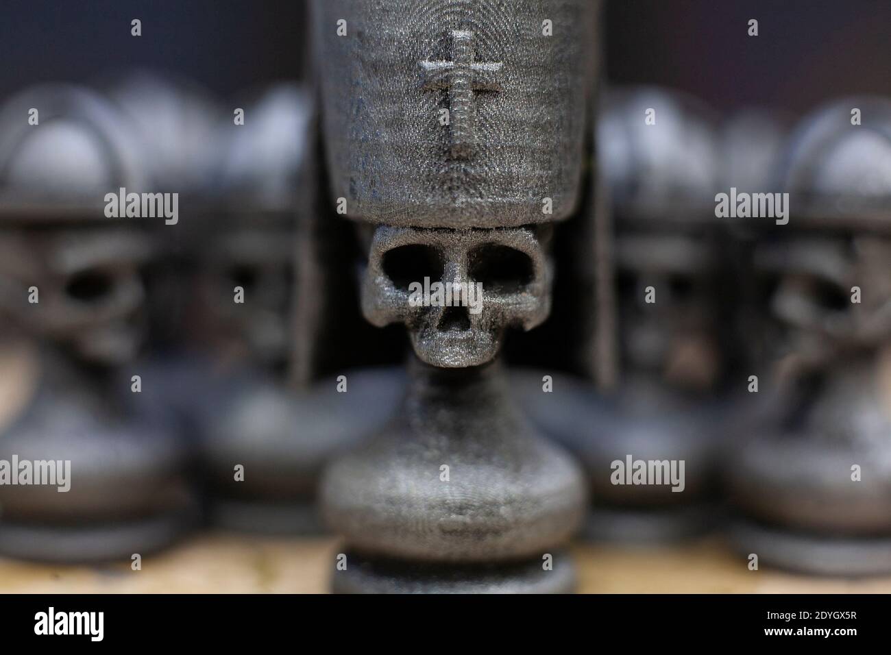 black skeleton of death chess king on a chessboard Stock Photo - Alamy