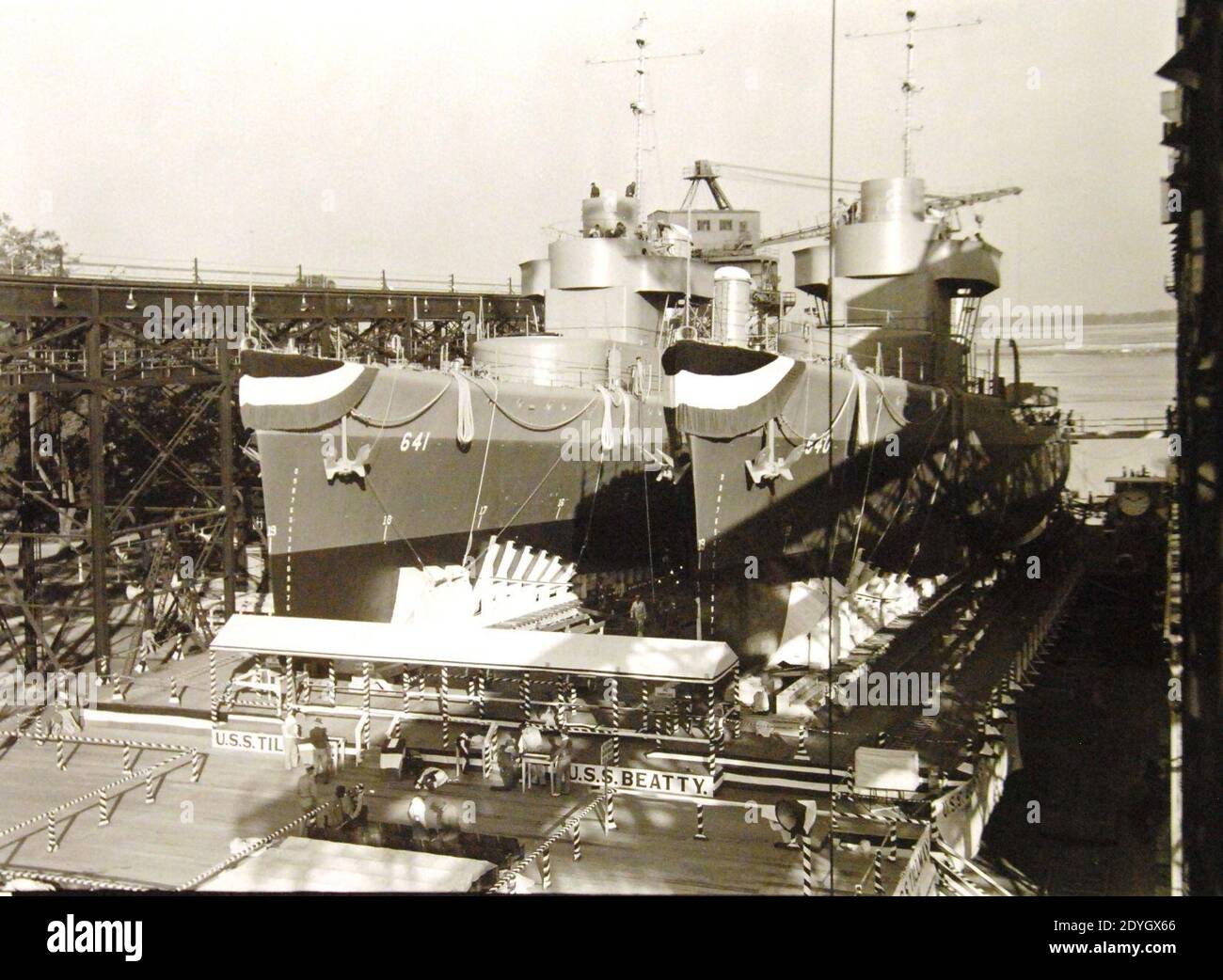 Launching of USS Tillman (DD 641) and USS Beatty (DD 640) 1941 ...