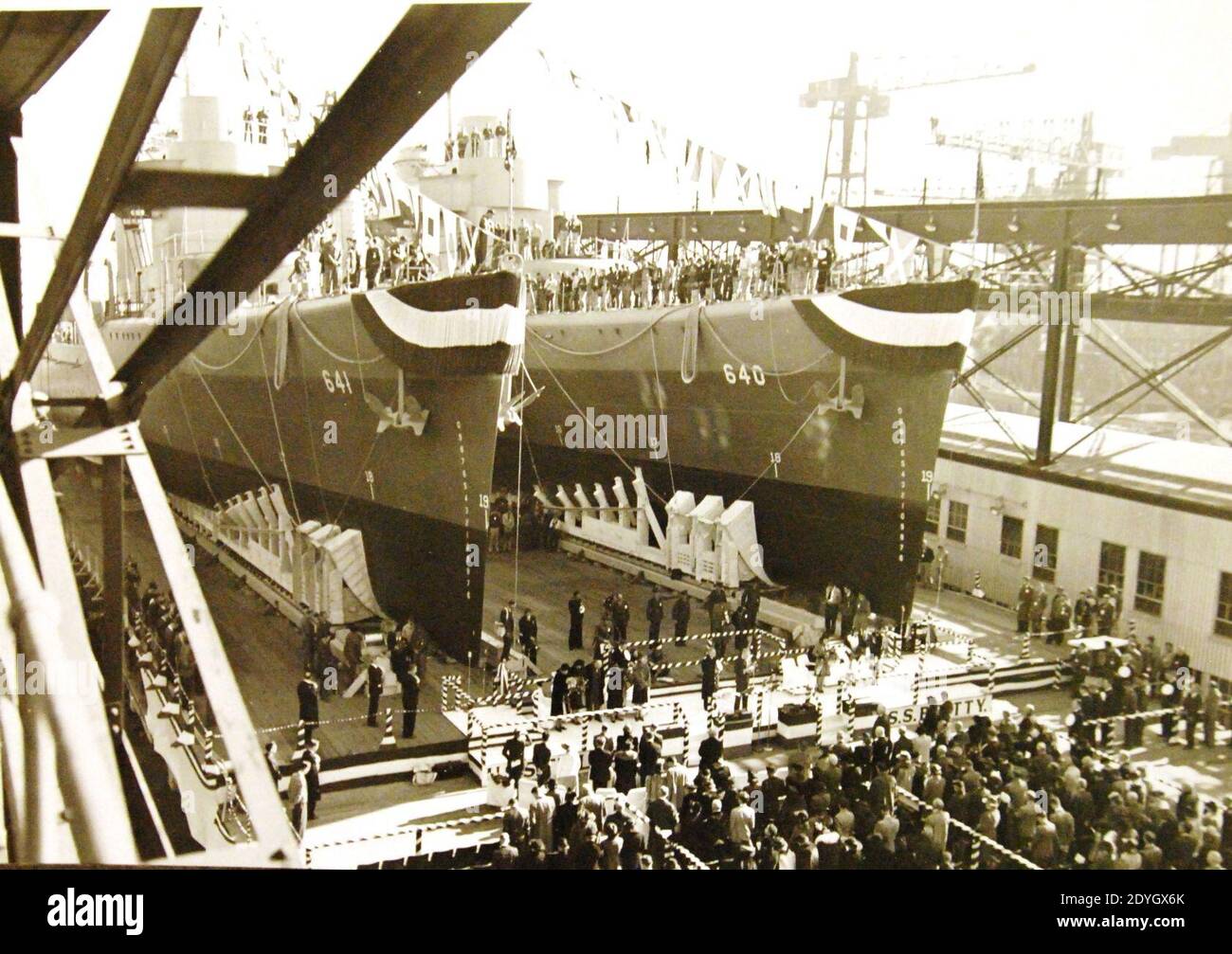 Launching of USS Tillman (DD-641) and USS Beatty (DD-640), 1941 ...
