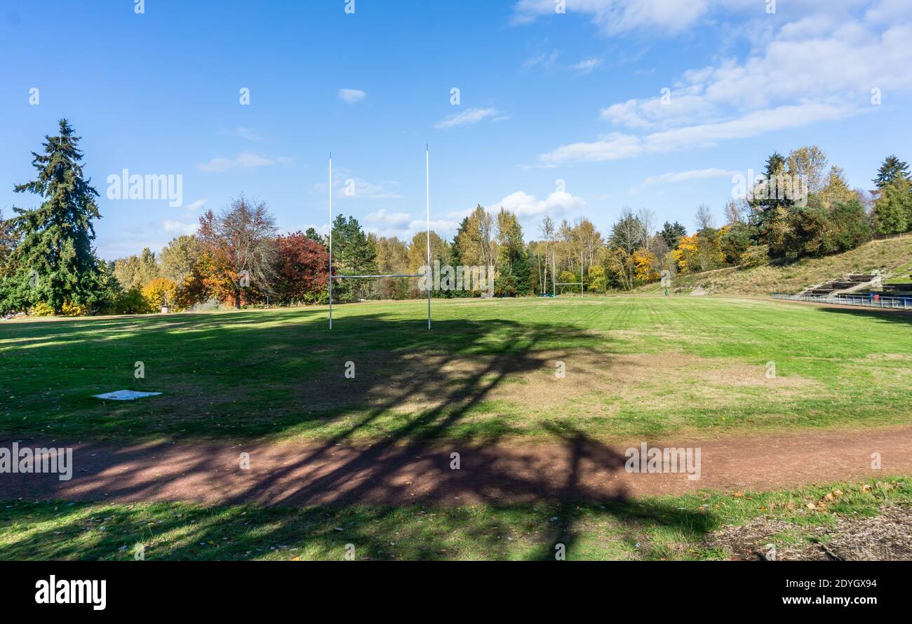 A view of Pat Ryan Field in Seatc, Washington in the autumn Stock Photo ...