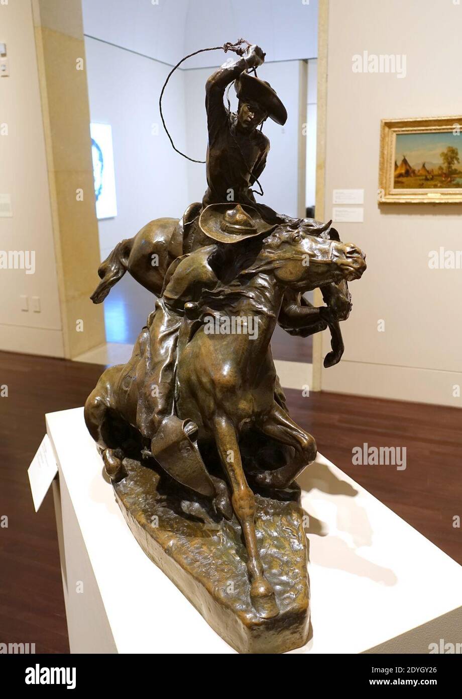 Lassoing Wild Horses, by Solon H. Borglum, 1898, bronze, view 2 ...