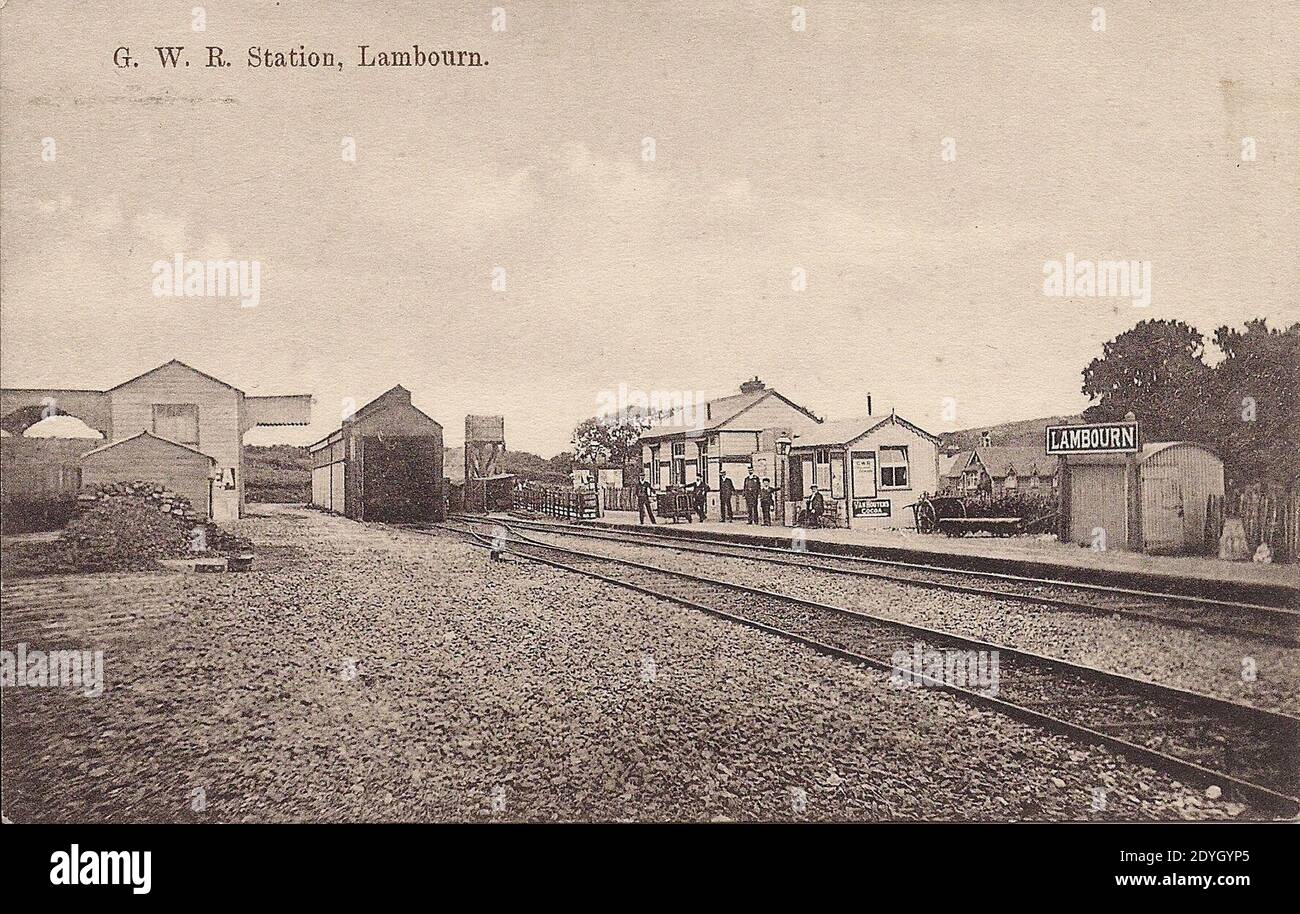 Lambourn railway station (postcard Stock Photo - Alamy