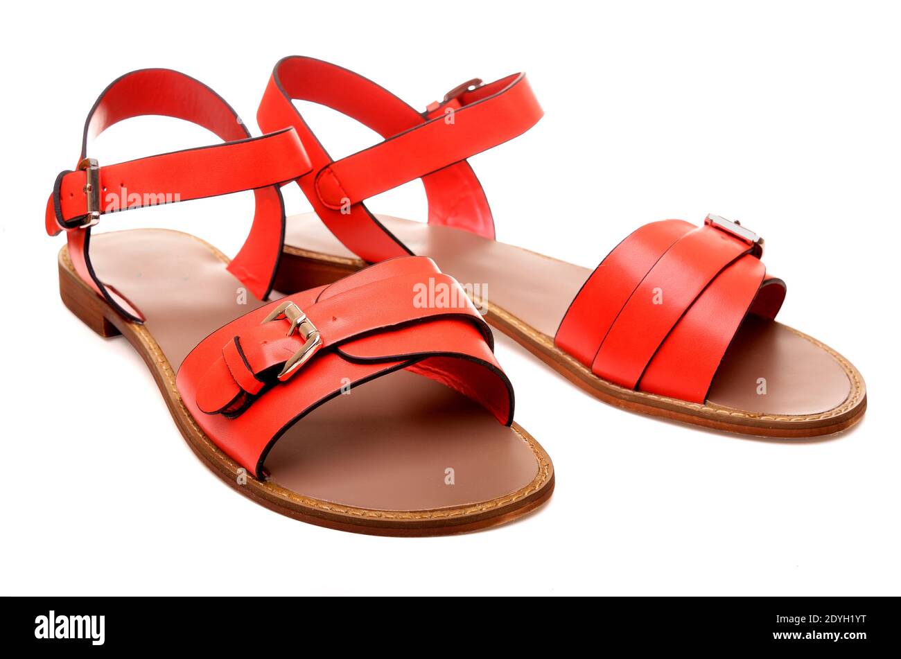 red women's sandals isolated on white background Stock Photo - Alamy