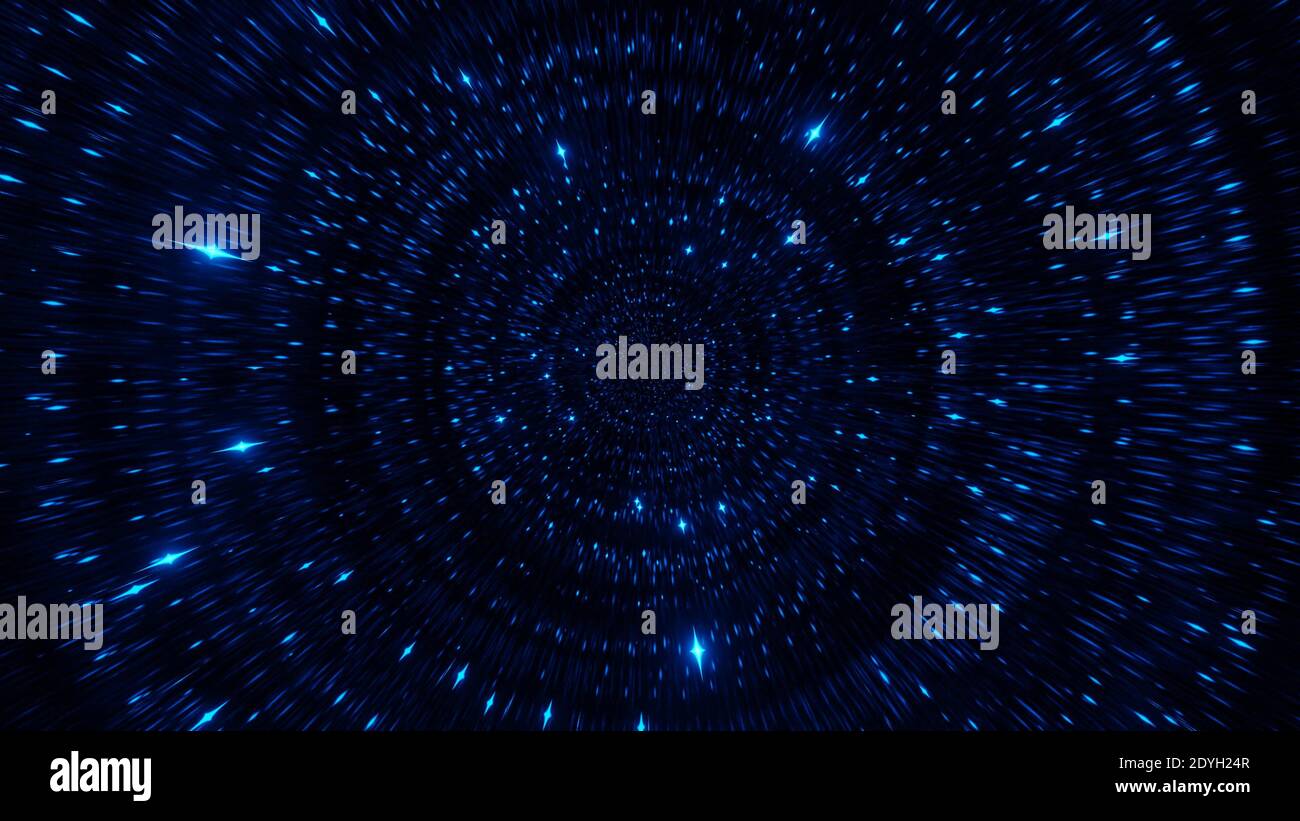 Dark blue space particles science fiction 3d illustration background ...