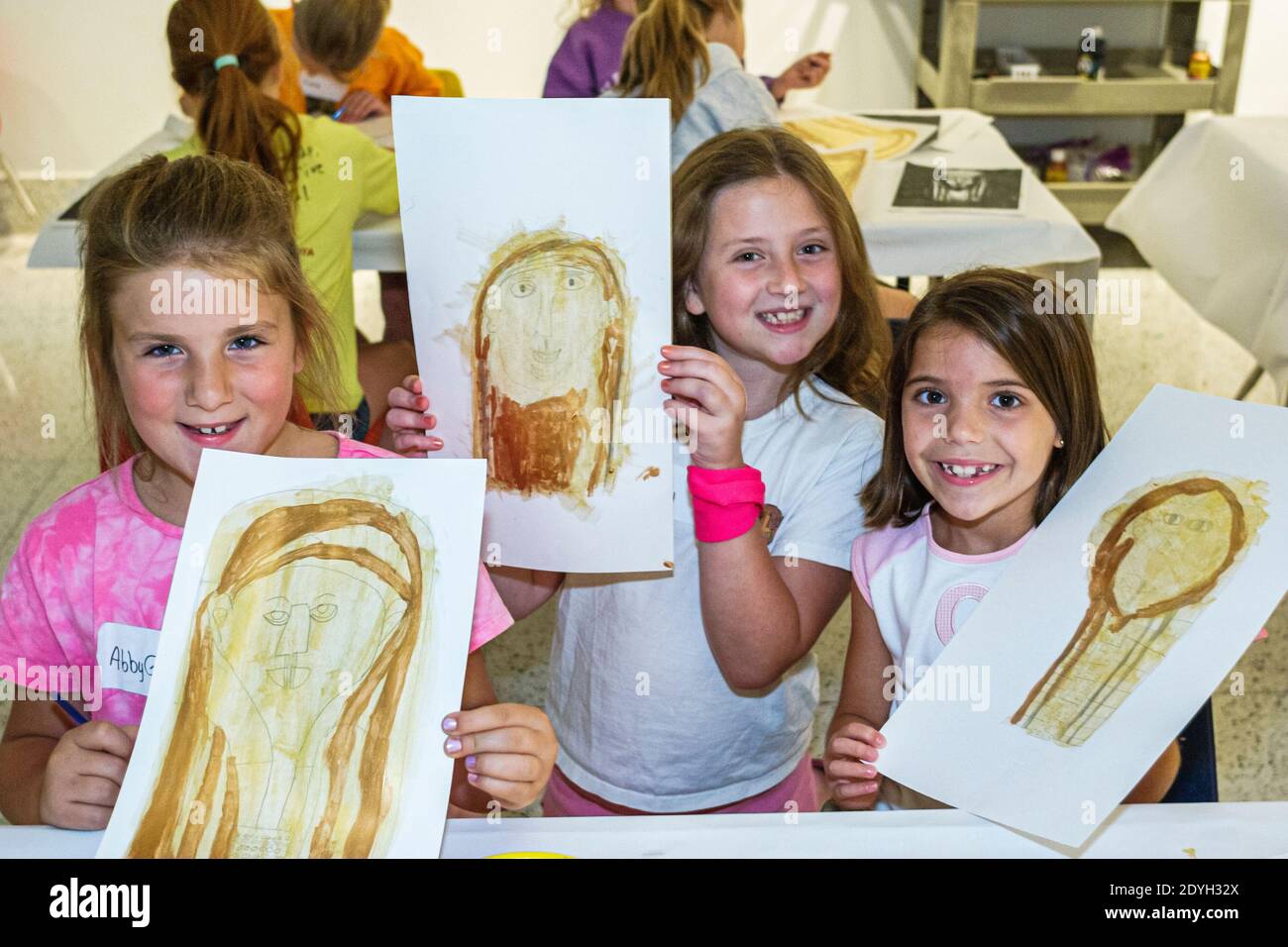 Class summer camp students girl girls watercolor paintings hi-res stock ...