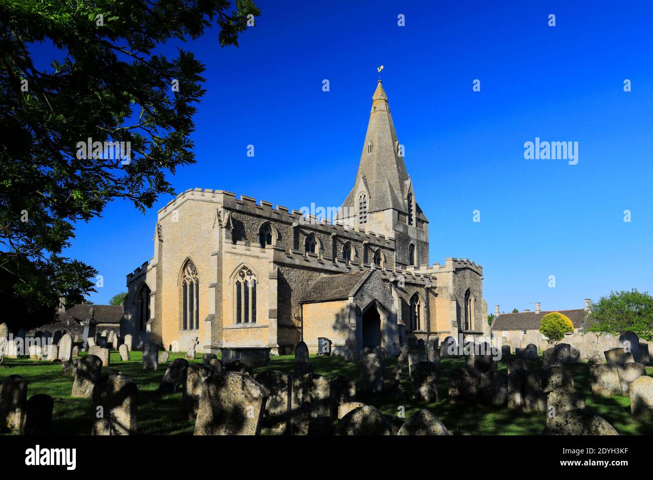 Spring colours over All Saints & St James Church, Kings Cliffe village ...