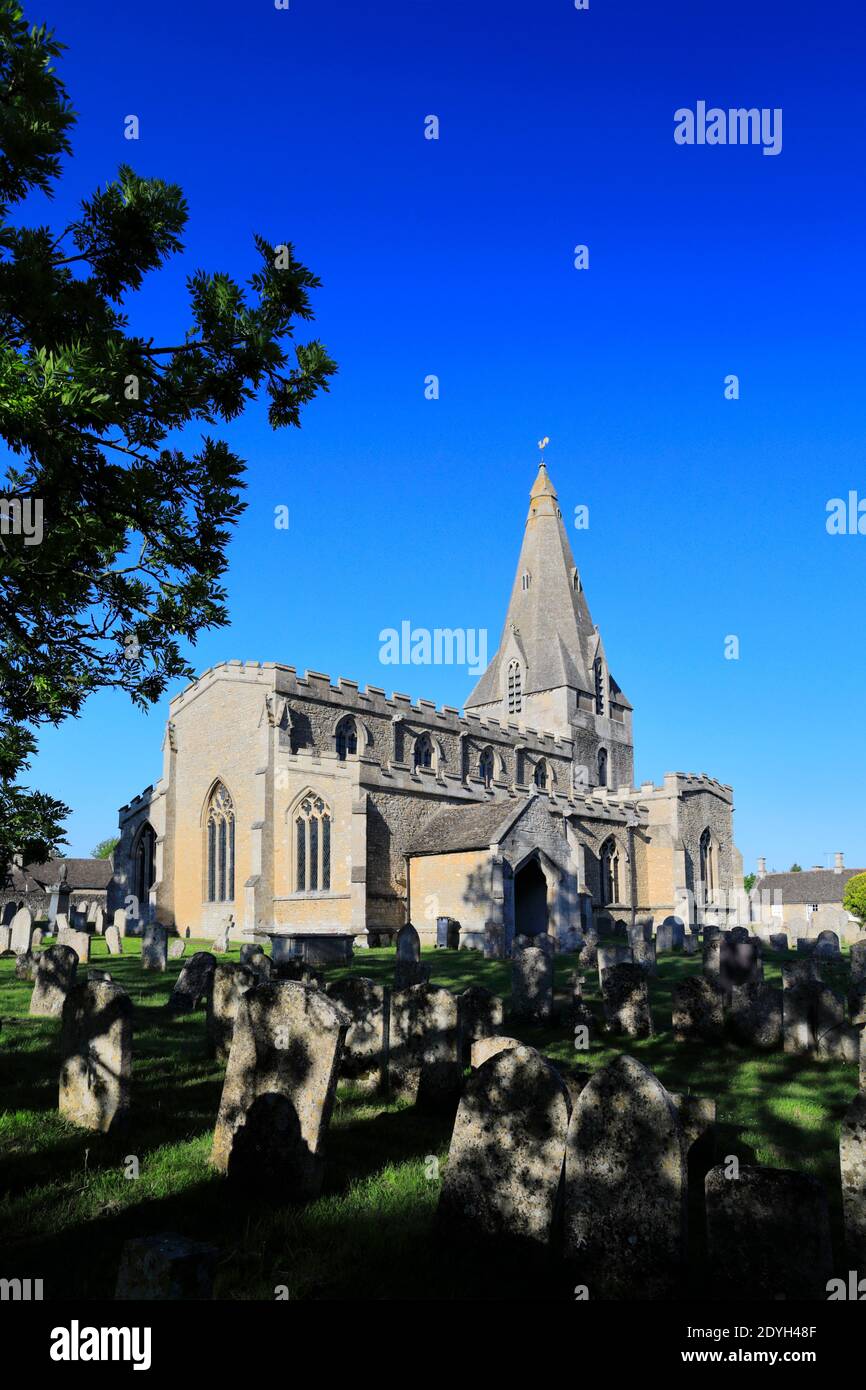 Spring colours over All Saints & St James Church, Kings Cliffe village ...