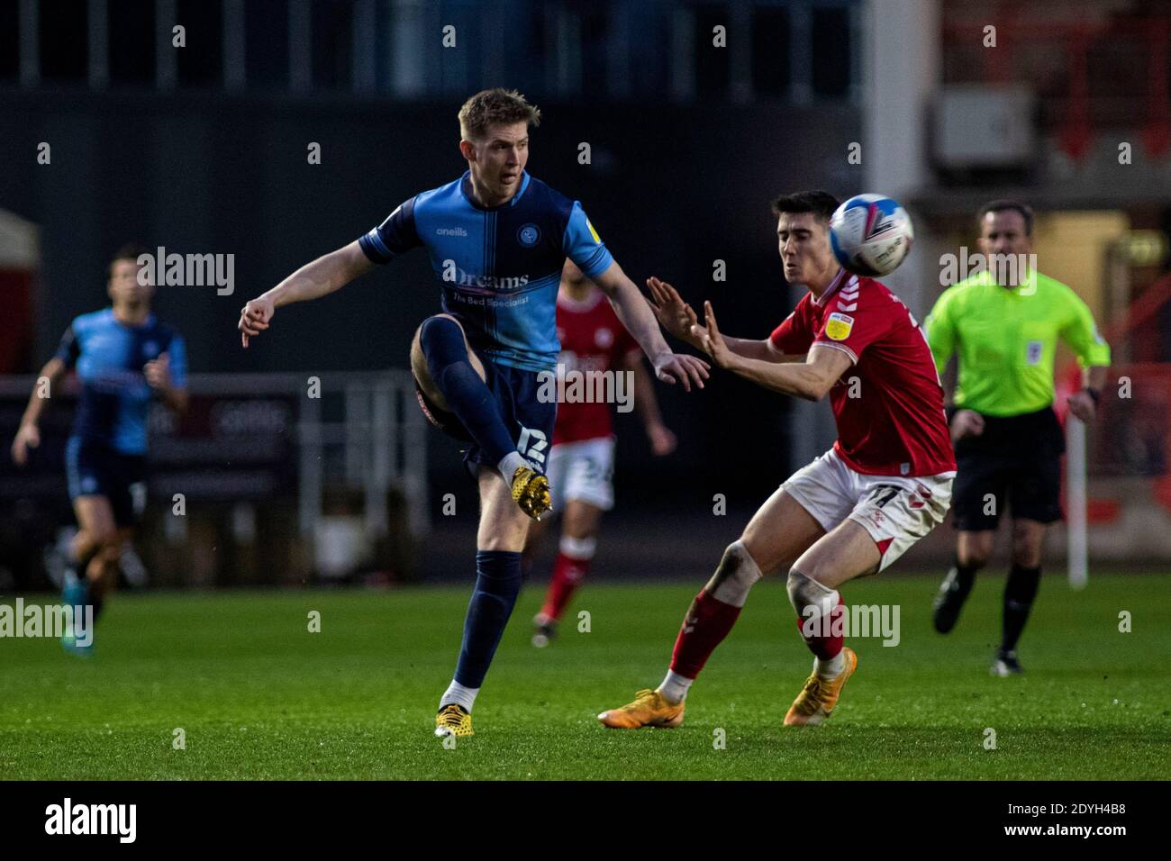 Bristol, UK. 26th Dec, 2020. Josh Knight of Wycombe Wanderers (L) in ...