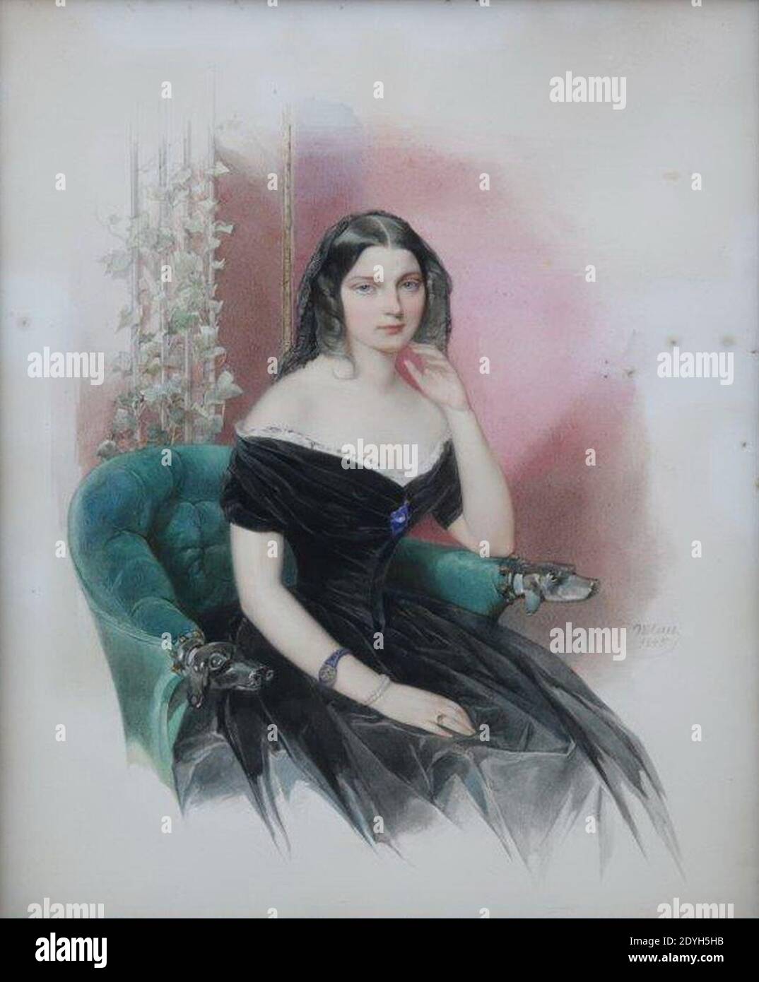 Lady by V.Hau (1845, priv.coll Stock Photo - Alamy
