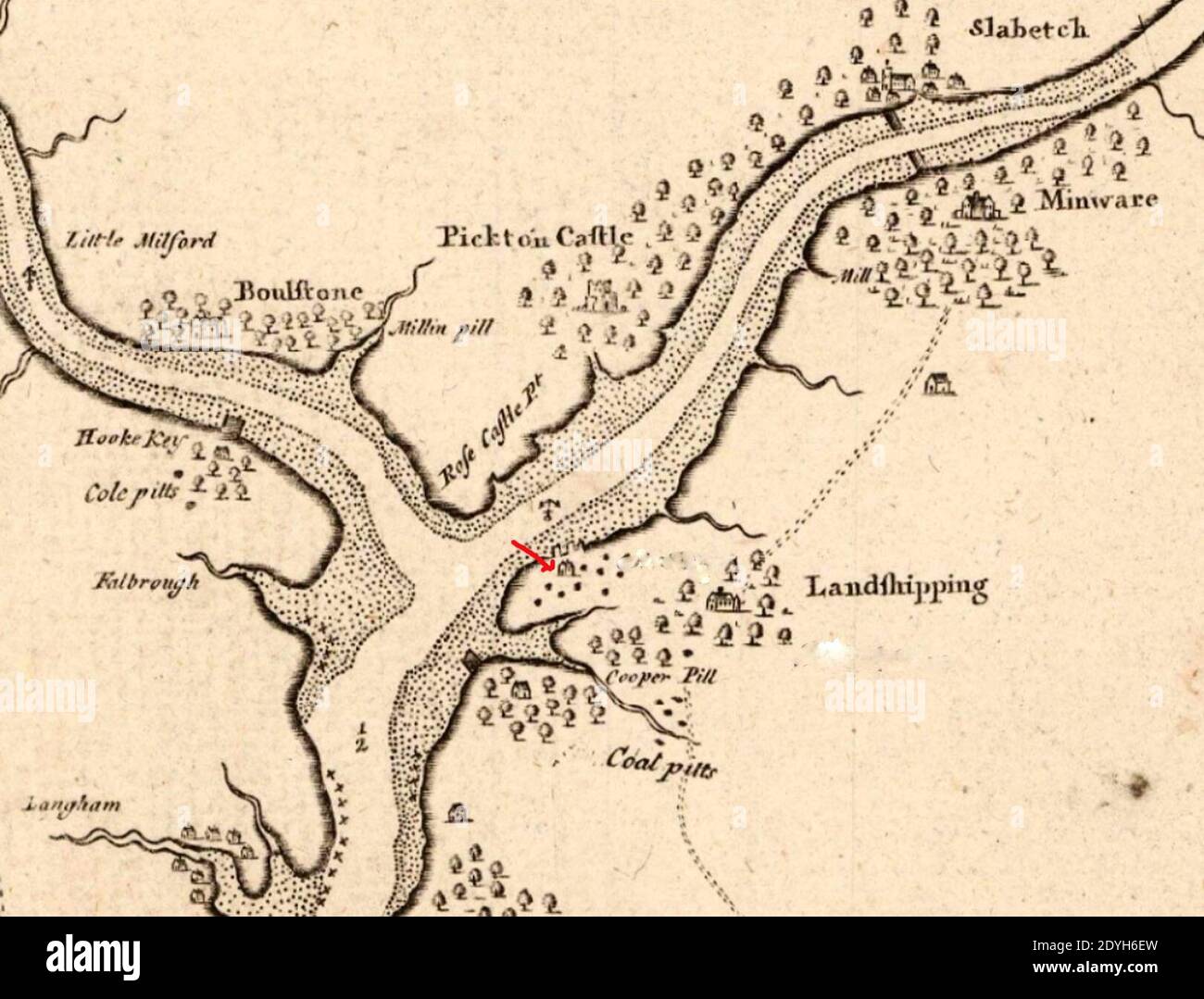 Landshipping map 1785 Stock Photo - Alamy