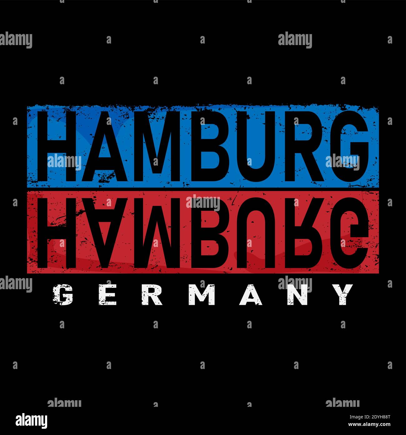 Hamburg typography Tee Design For Printing on black background Stock ...