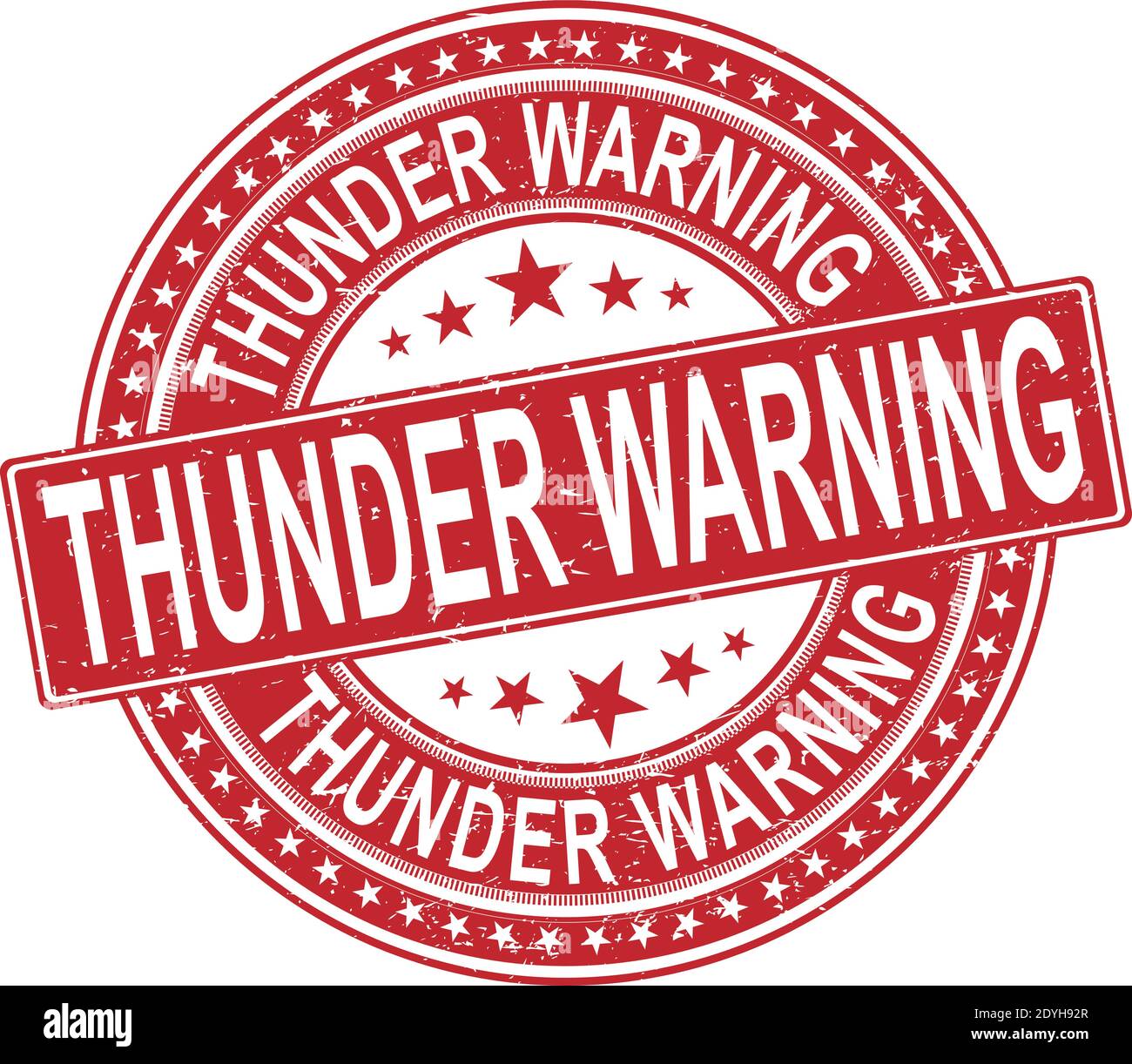 red Thunder Warning round red stamp text on white background Stock ...