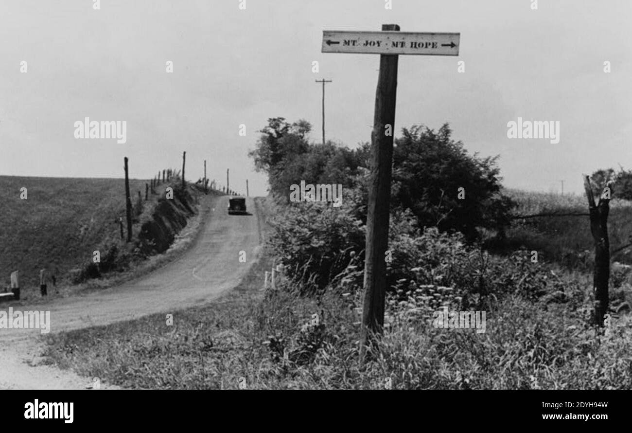 Lancaster County, Pennsylvania. Road sign, 1938 by Sheldon Dick Stock ...