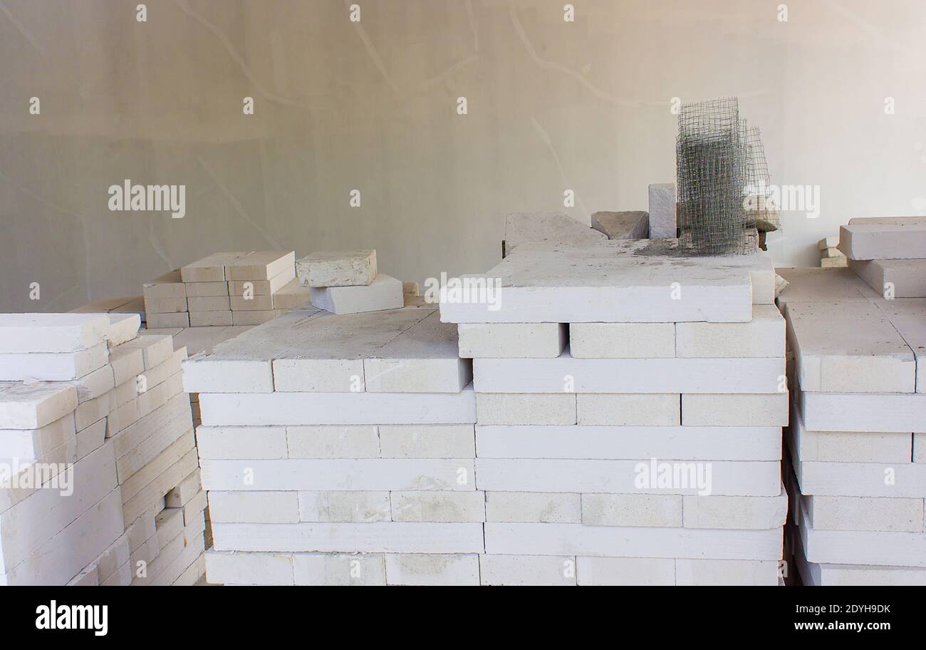 white Lightweight Concrete block,Used in the wall Stock Photo - Alamy