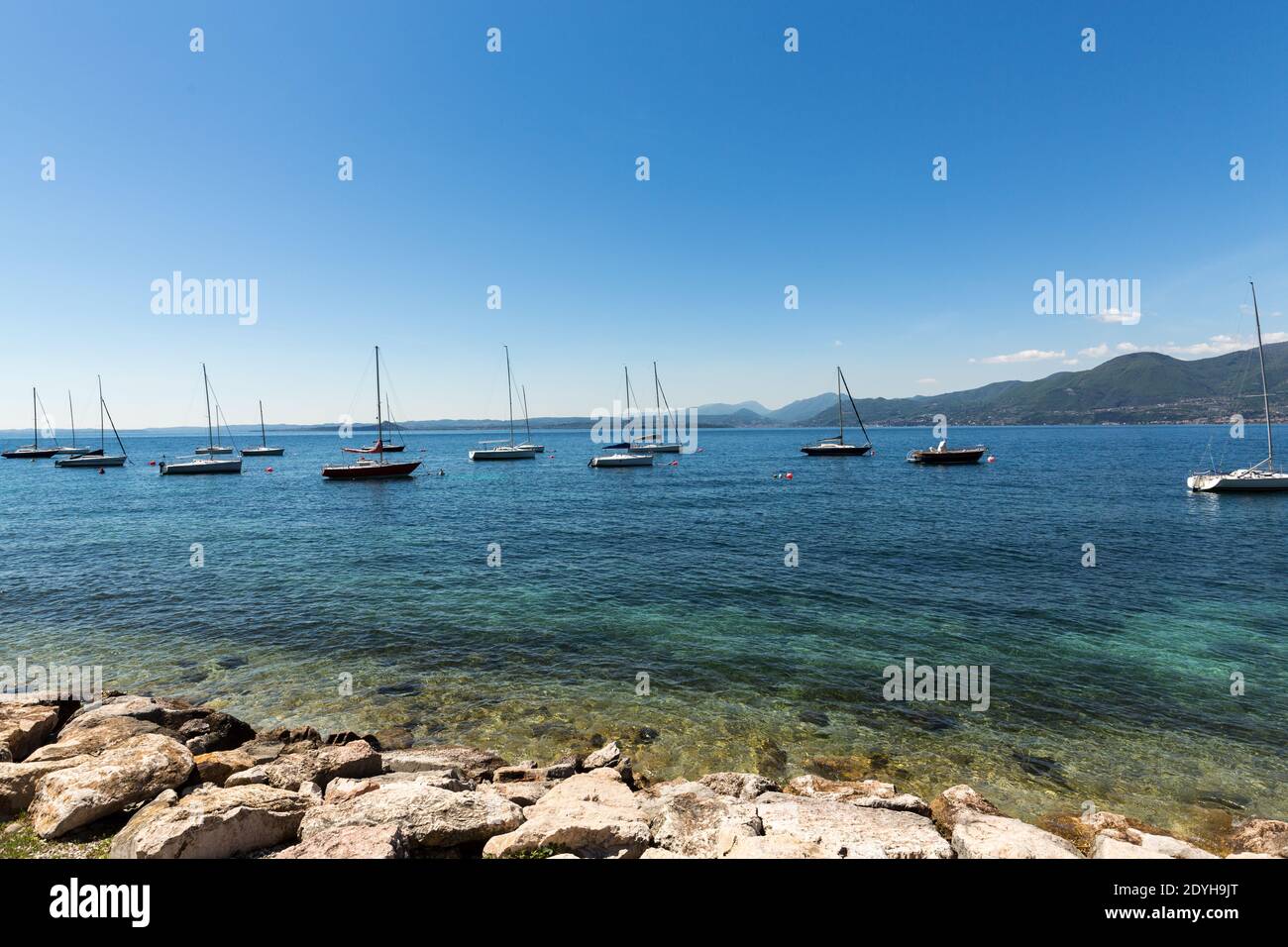 Shore of the Lake Garda in the village of Torri del Benaco in Italy ...