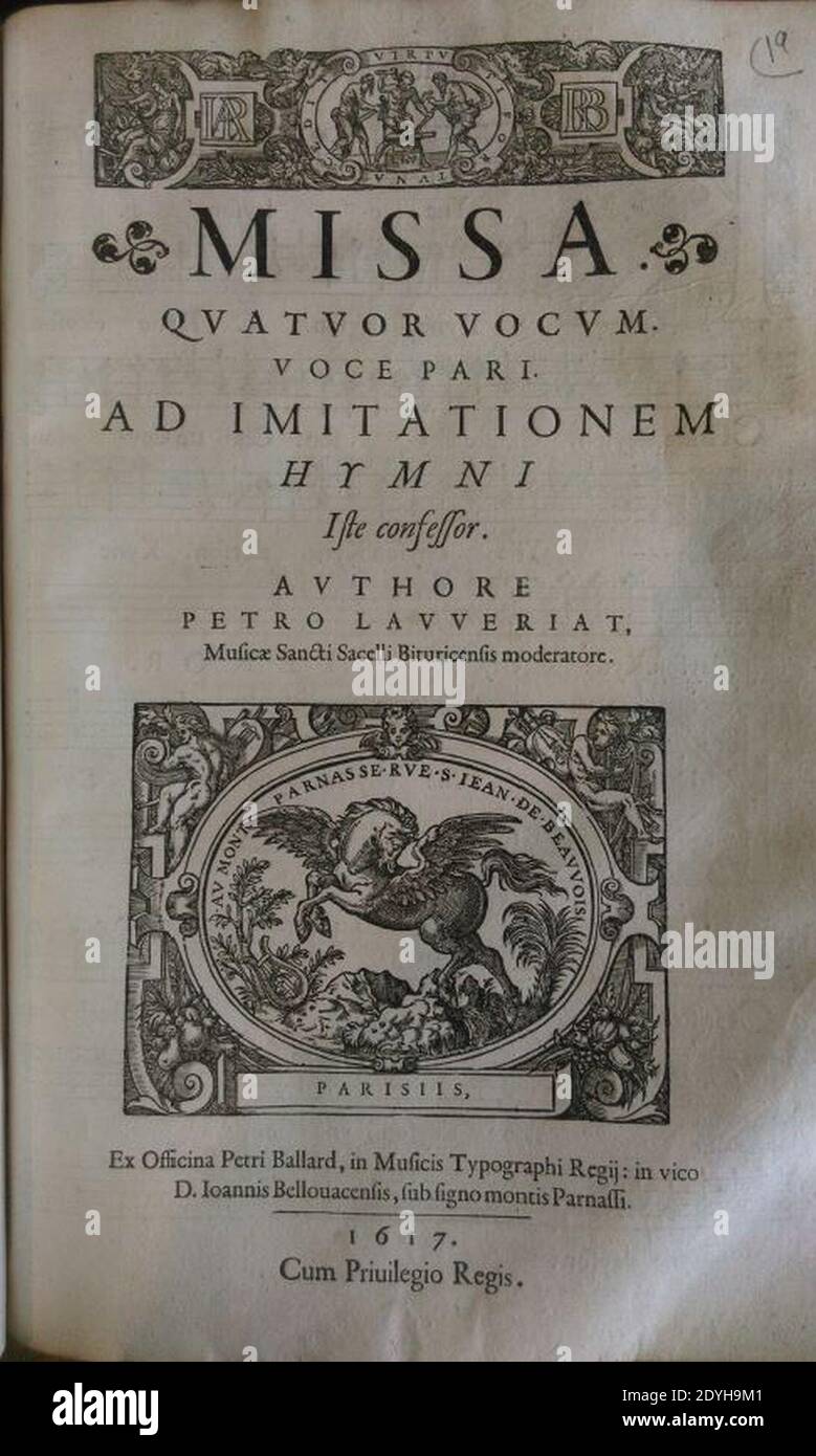 Lauverjat - Missa Iste confessor 1617 Stock Photo - Alamy