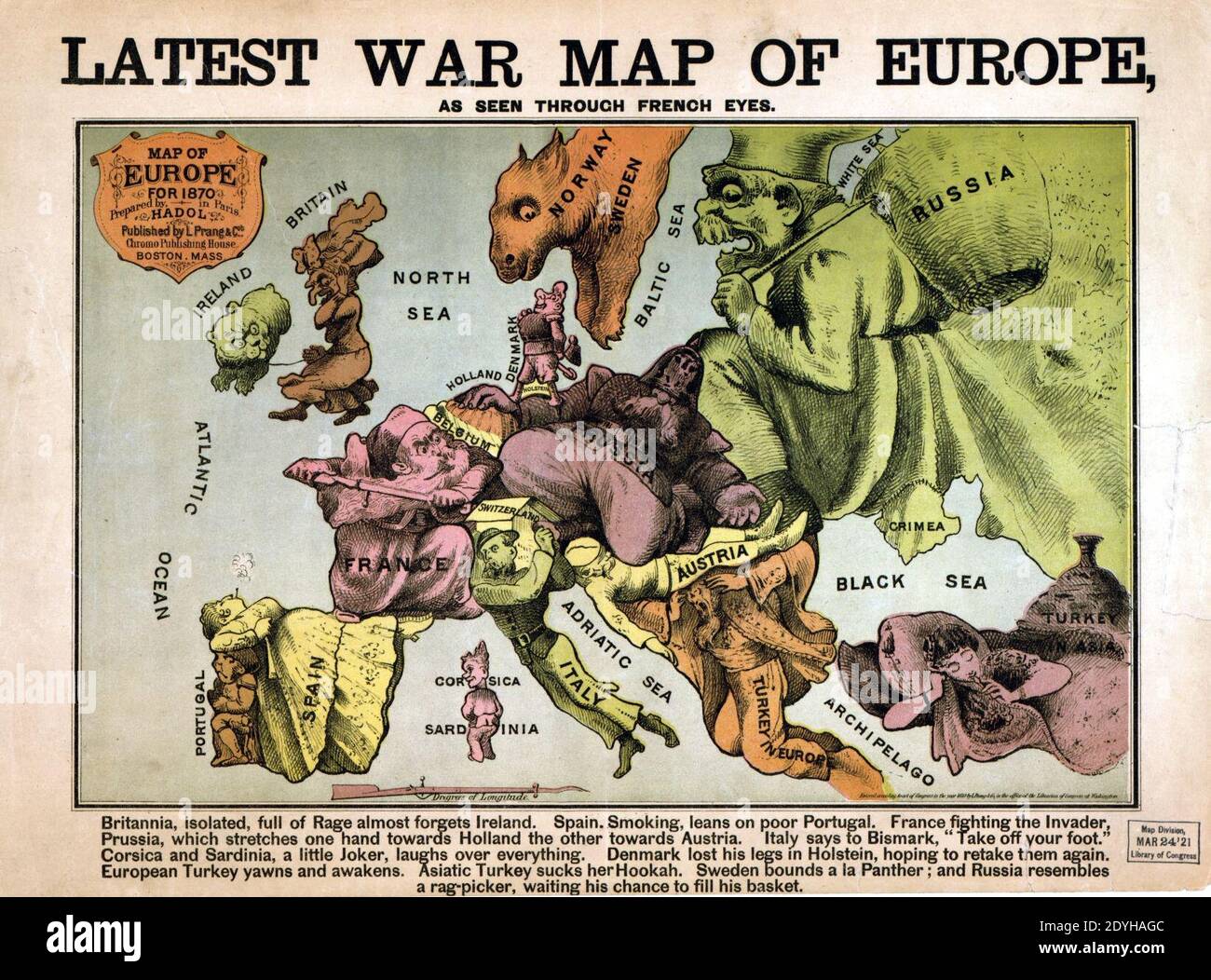 Latest War Map of Europe 1870 Stock Photo - Alamy