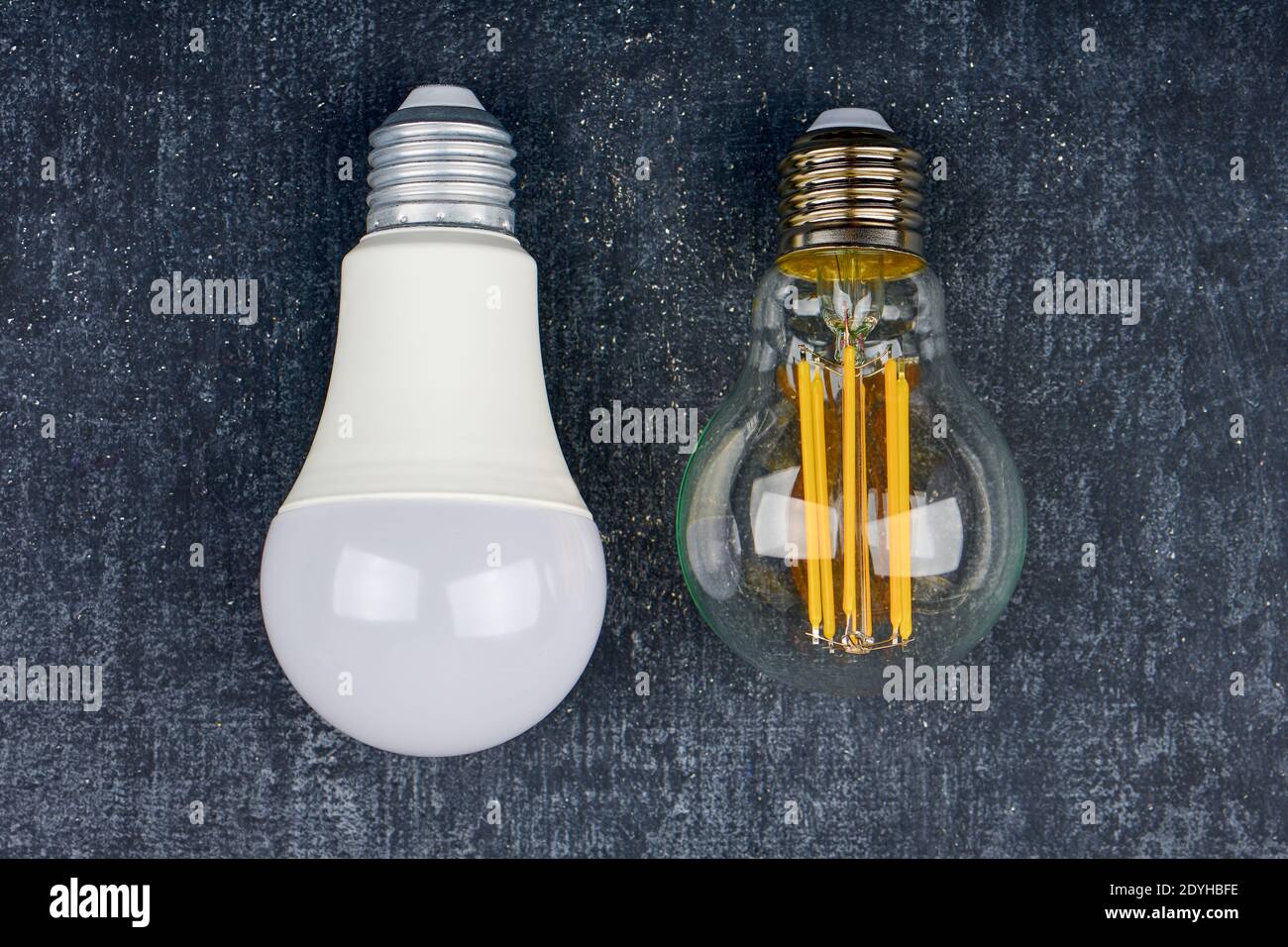 Energy saver bulb and led bulb on white hi-res stock photography and ...