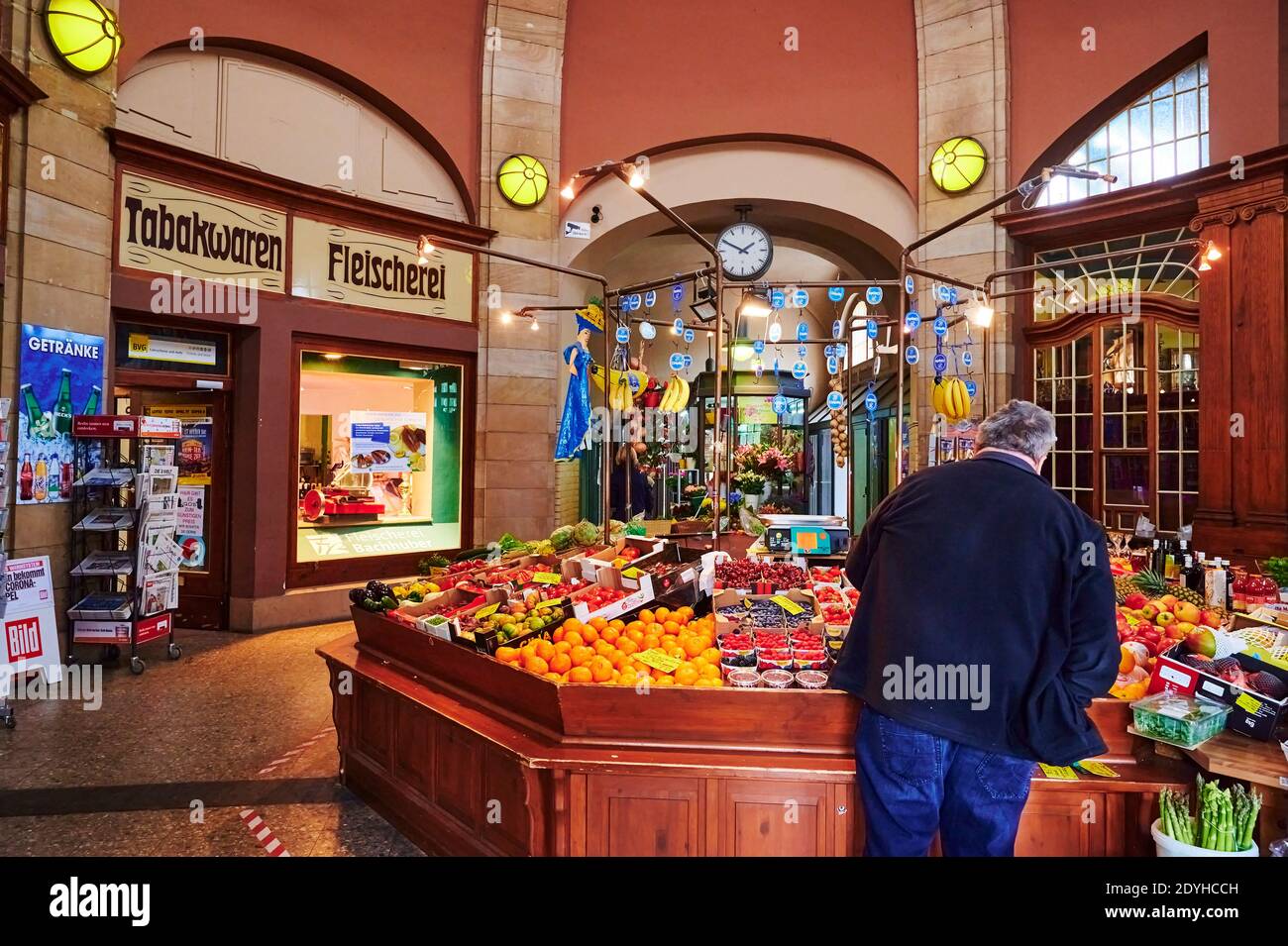 Berlin, Germany - May 13, 2020: A market stall with various colorful ...