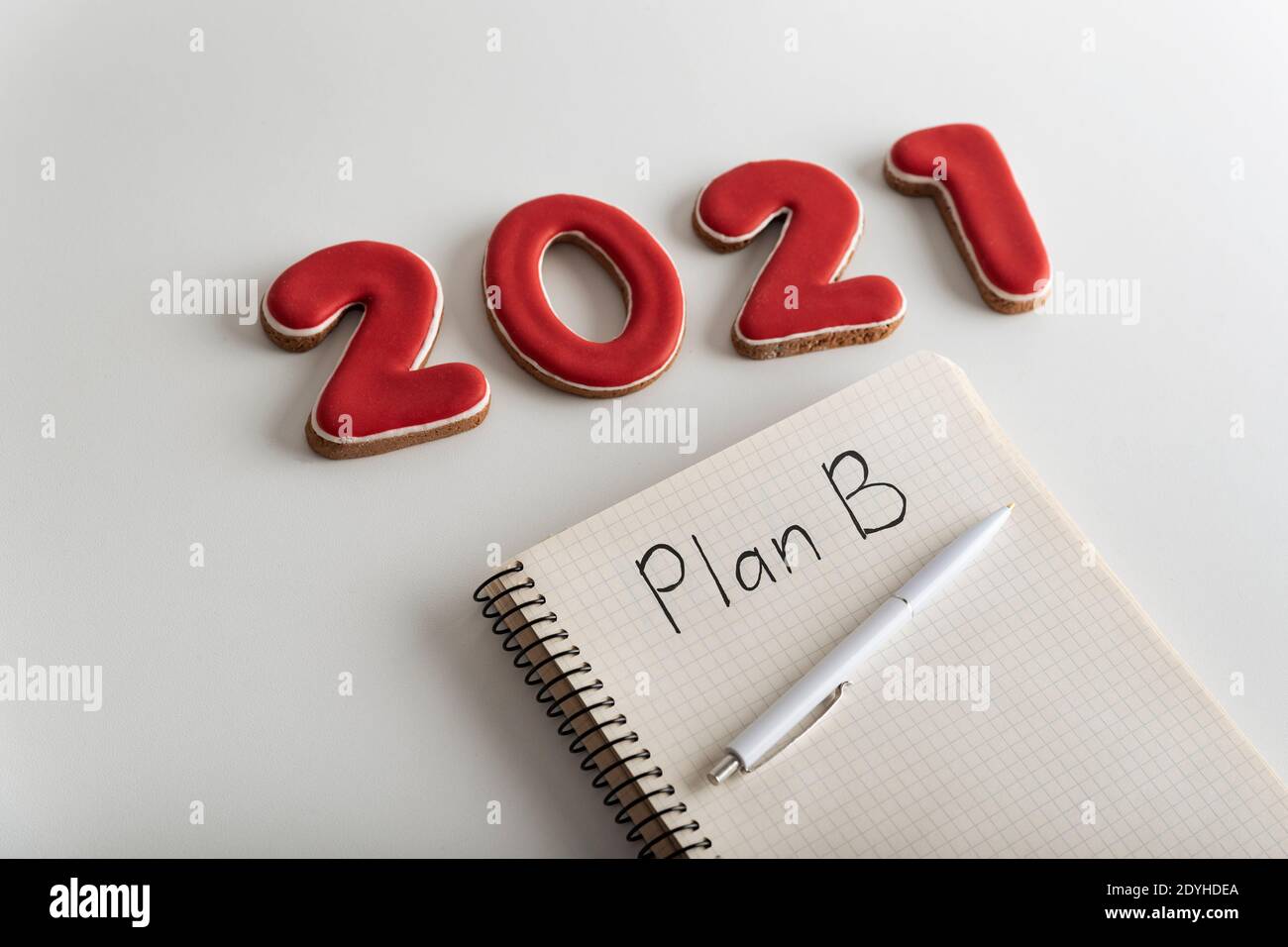 Figures 2021 and a notebook with the inscription PLAN B. Backup plan ...
