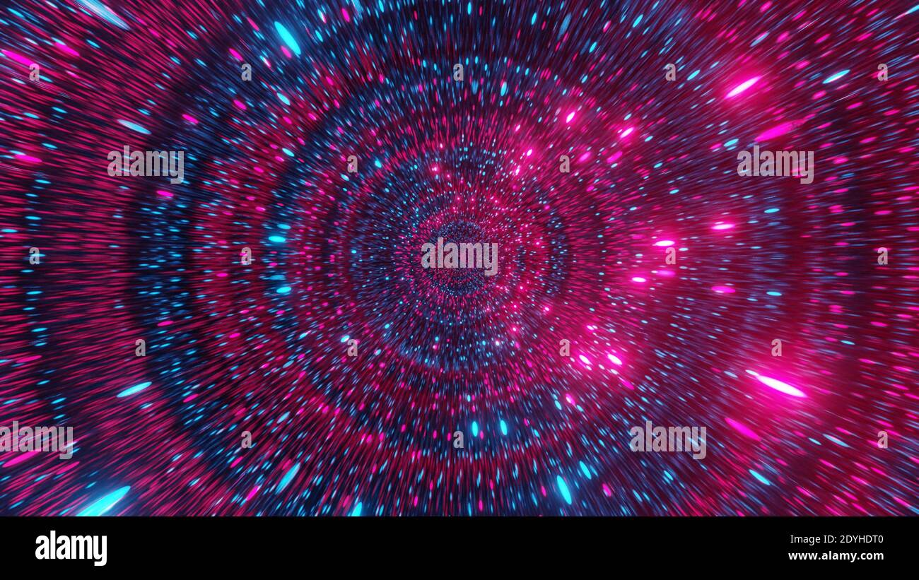 Glowing red neon particles space galaxy 3d illustration background ...