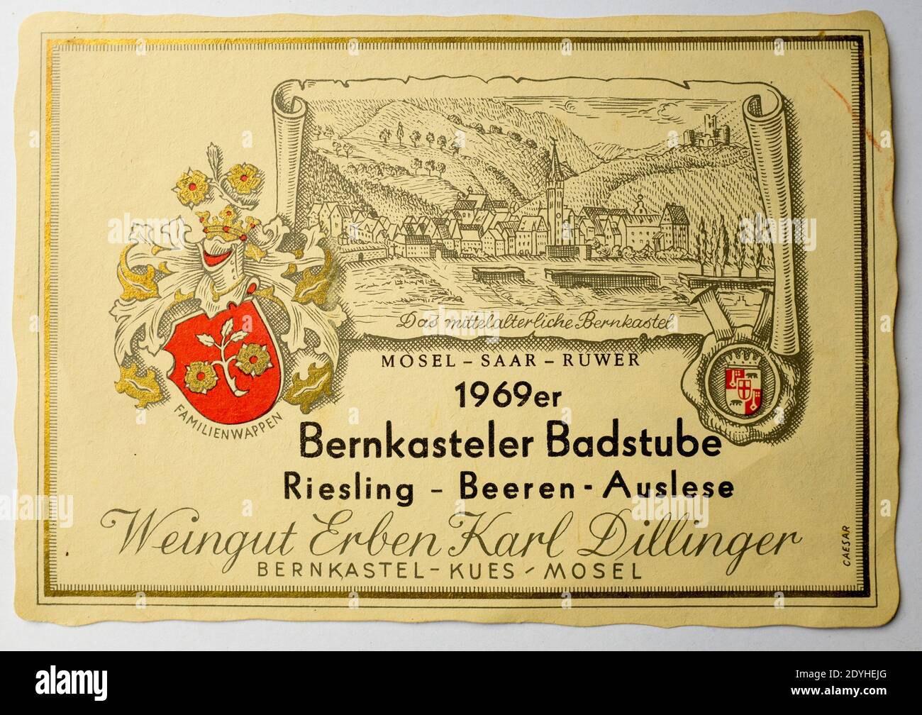 Mosel Riesling Wine Label Stock Photo - Alamy