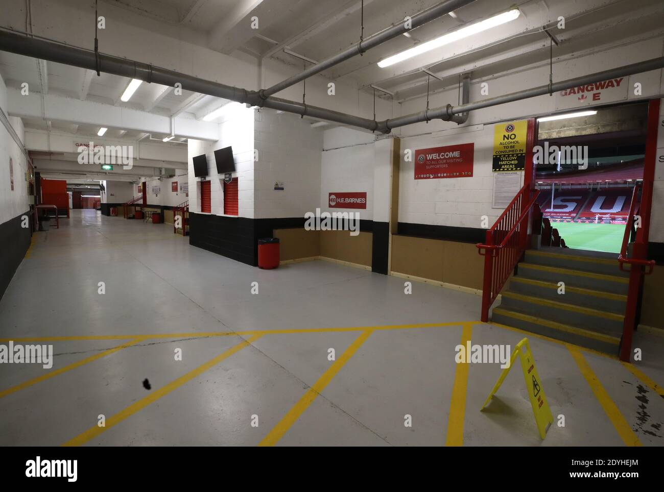 The empty concourse before the Premier League match at Bramall Lane ...