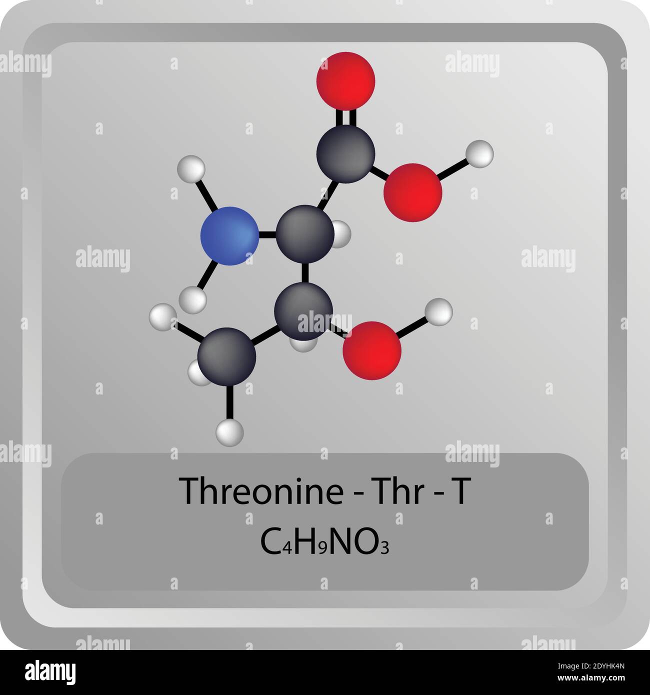 Threonine – Thr – T Amino Acid chemical structure. Molecular formula ...