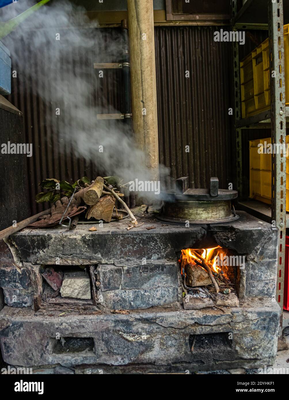 Traditional Japanes Rice Cooking over open Fire by Atsuko Kato Stock ...