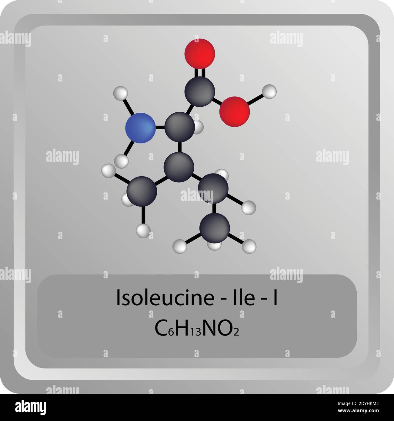 Isoleucine – Ile – I Amino Acid chemical structure. Molecular formula ...