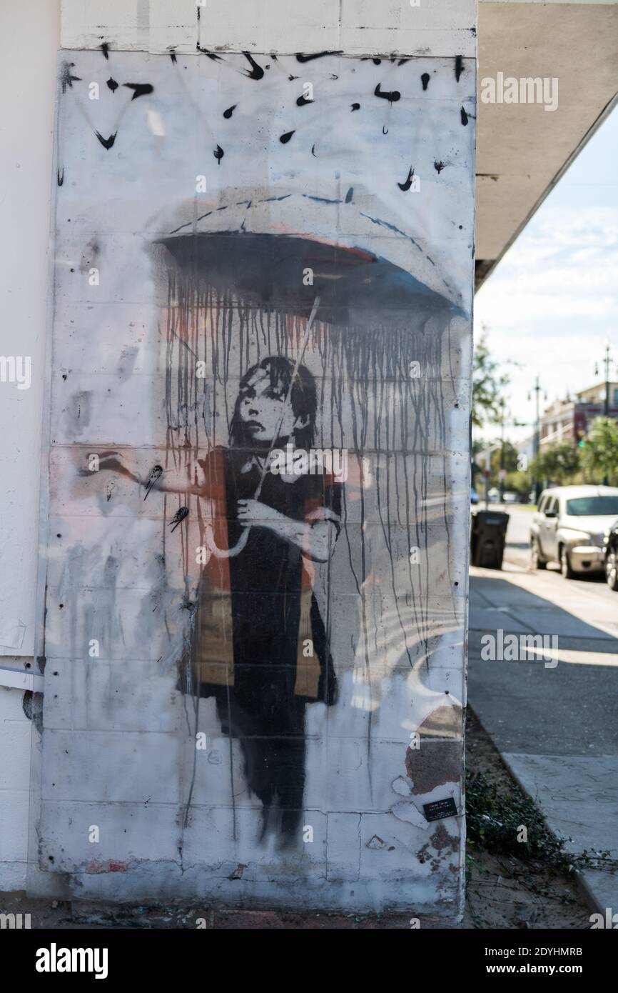 New Orleans, USA. 26 Oct, 2018. Late in the day the iconic Banksy Rain ...