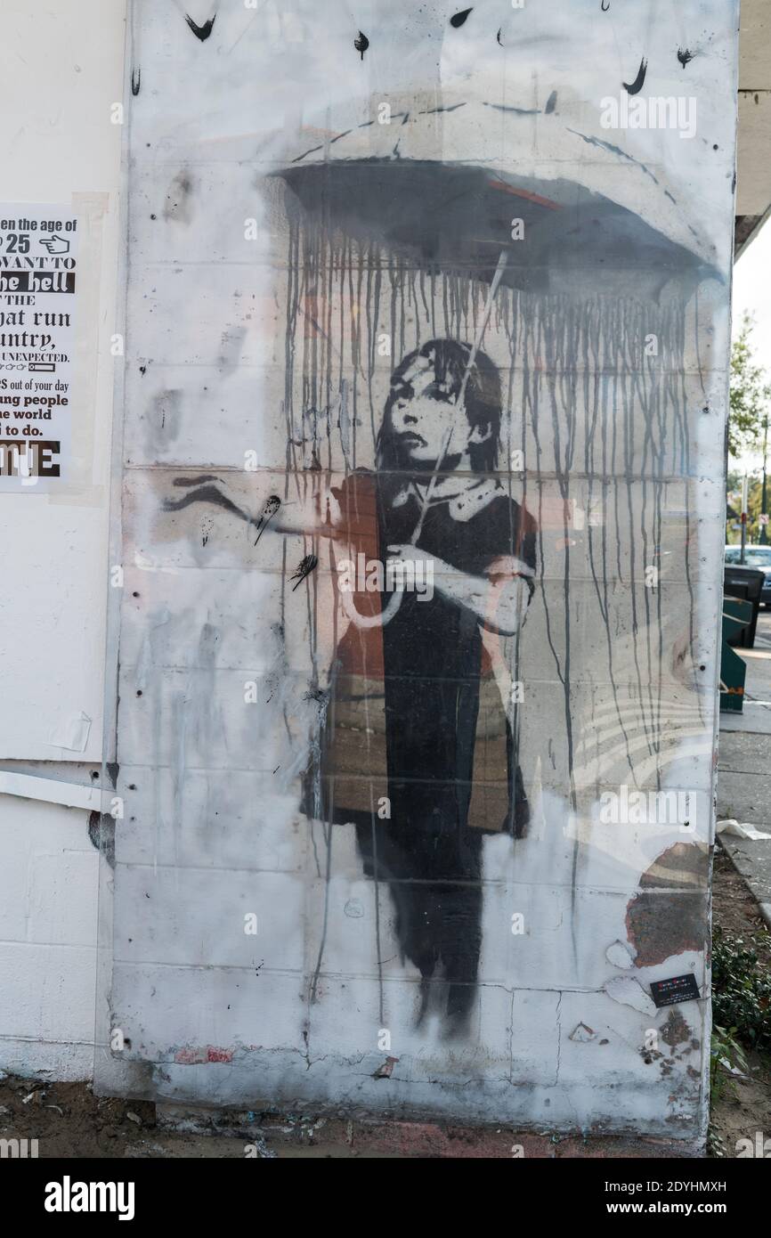 New Orleans, USA. 26 Oct, 2018. Late in the day the iconic Banksy Rain ...