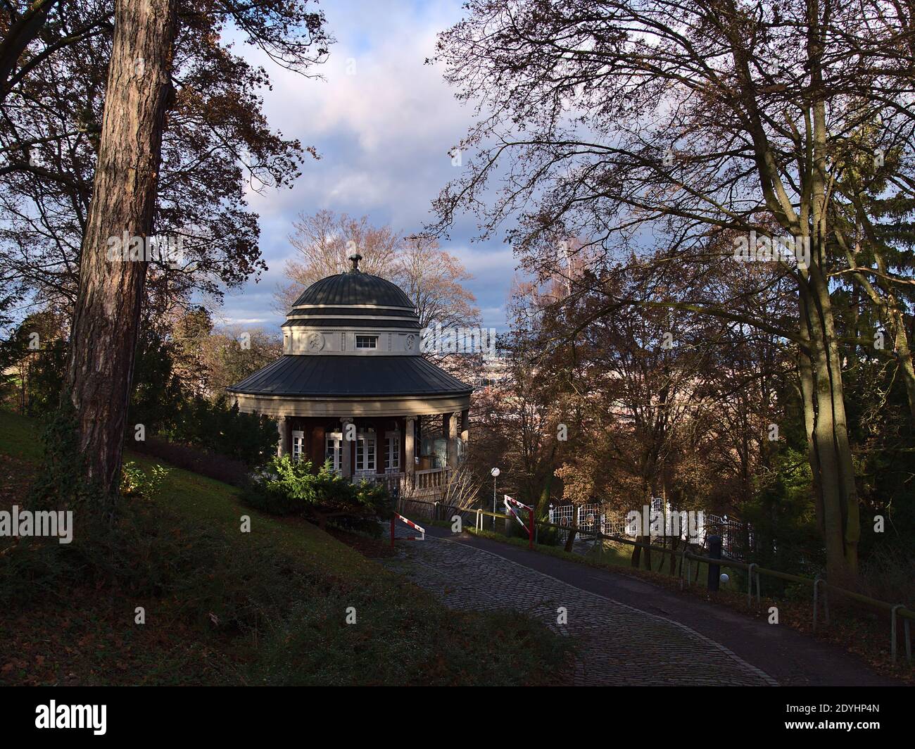 Beautiful view of the historic tea house ("Teehaus"), a pavilion in the ...