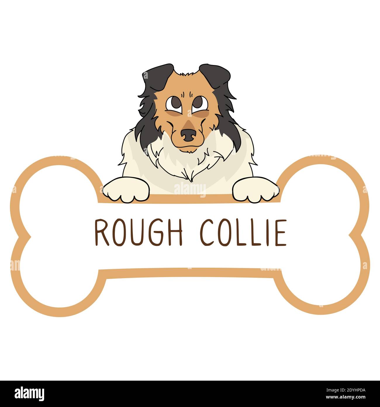 Cute cartoon Scottish Collie on collar dog tag vector clipart. Purebred ...