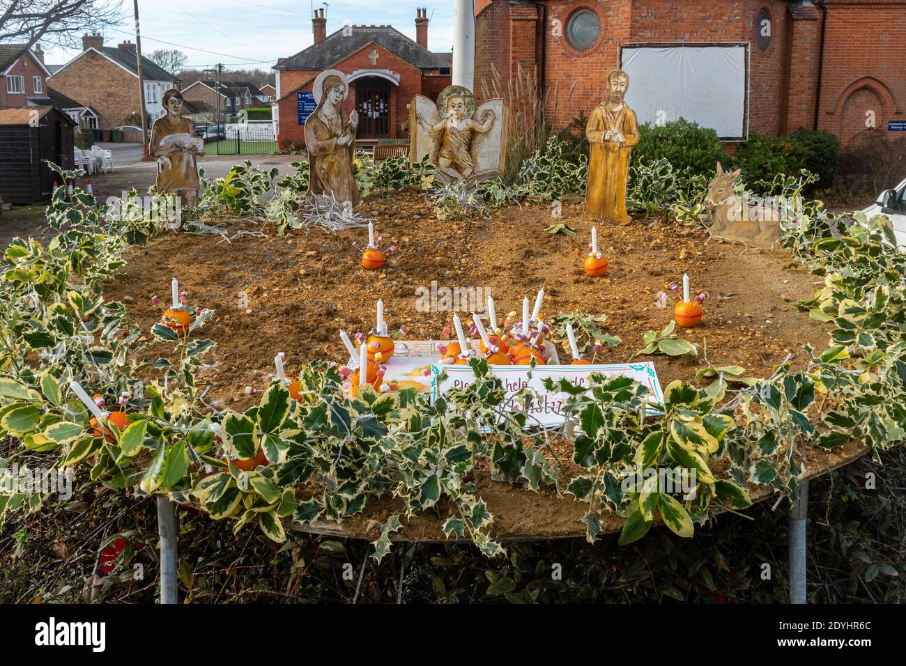 Christmas nativity and christingle display outside St Mary's Church ...