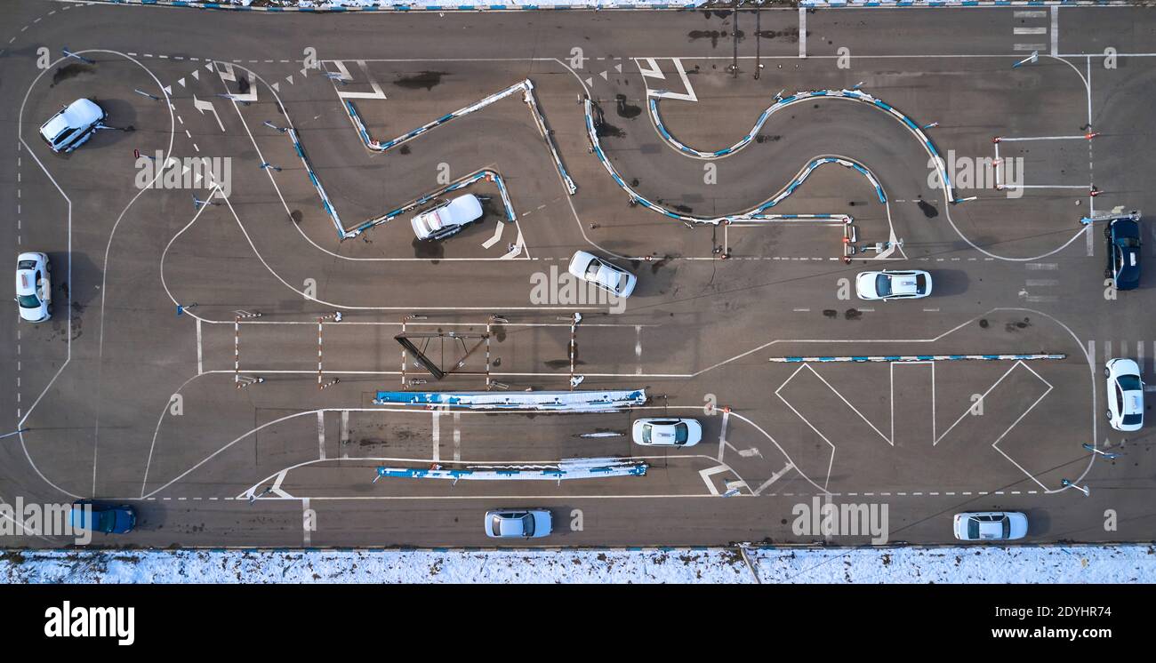top view of the racetrack with cars Stock Photo - Alamy