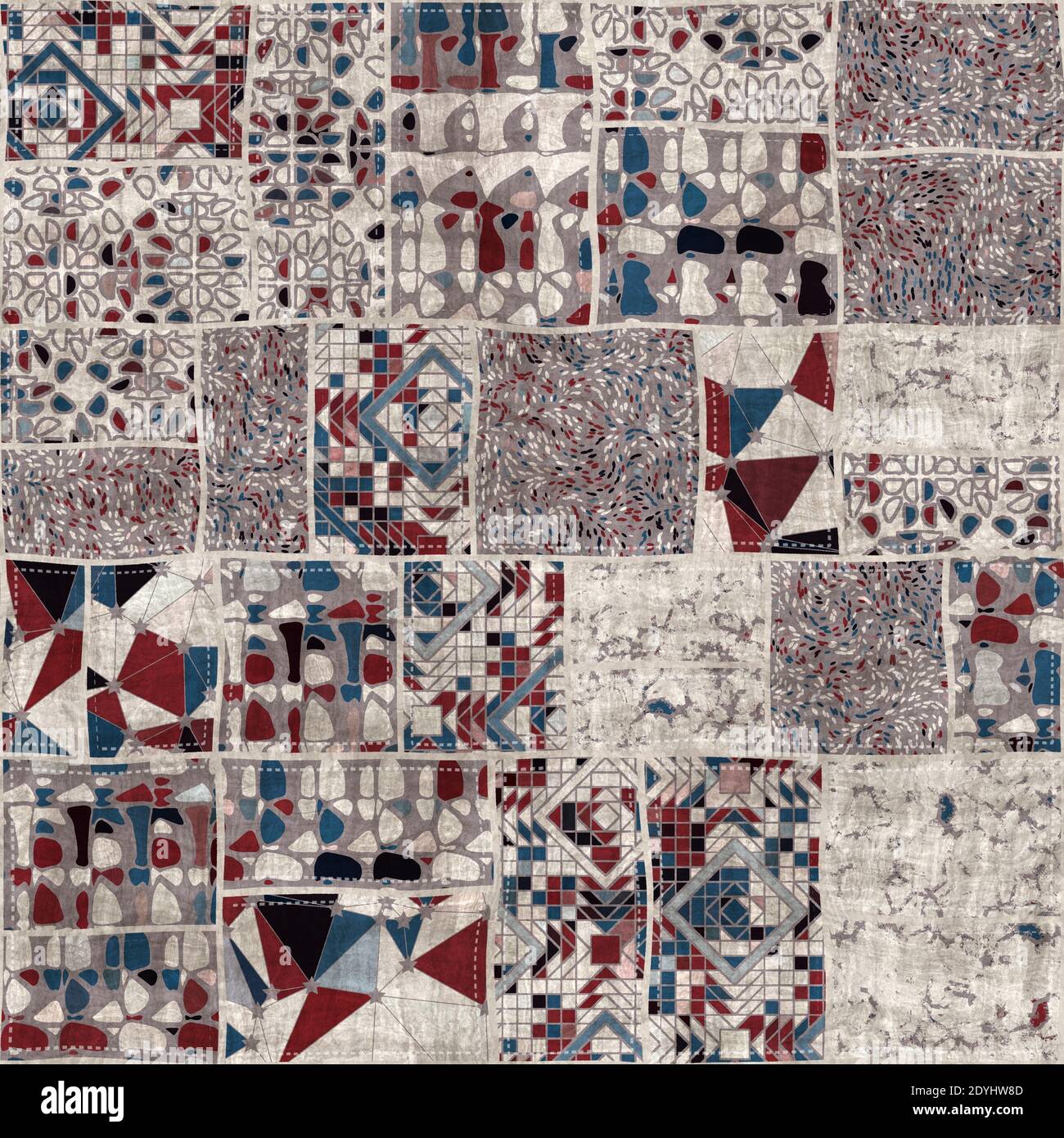 Seamless patchwork collage mix quilt pattern print Stock Photo - Alamy
