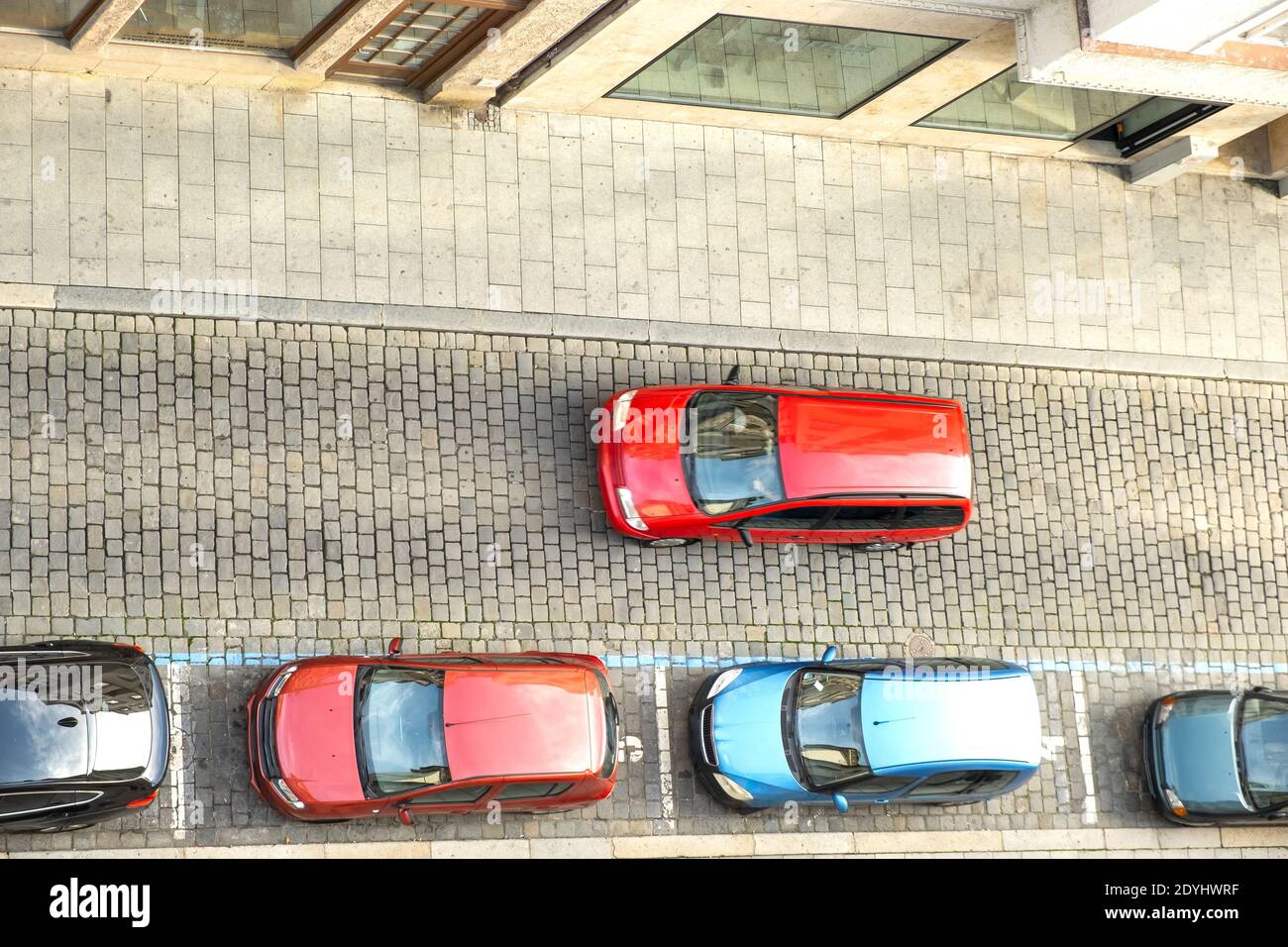 Top view of many cars parked on a city street Stock Photo - Alamy