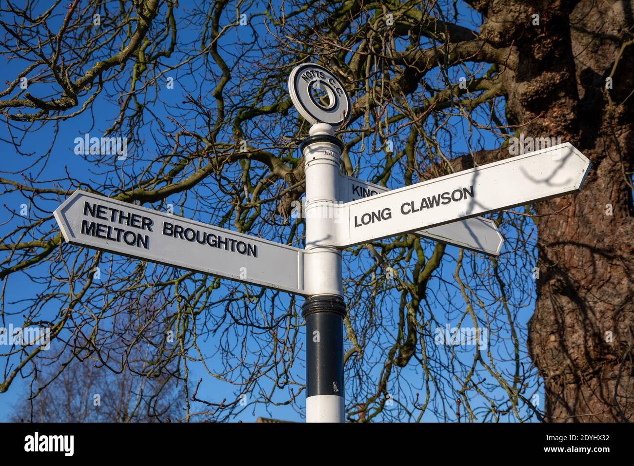 Old iron cast road sign post or fingerpost, Hickling, Nottinghamshire ...