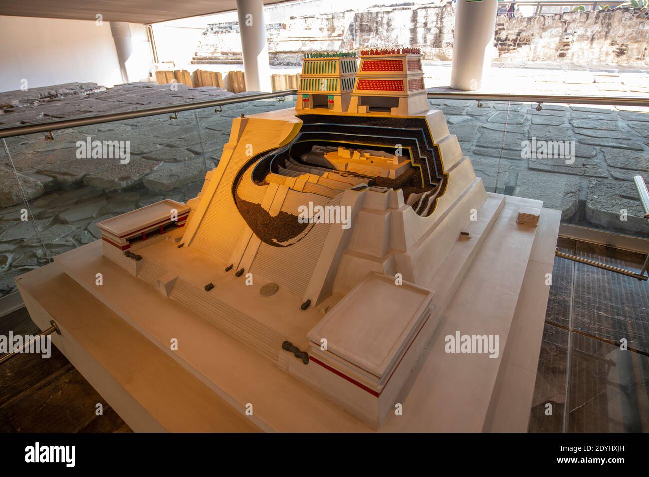 Reconstructed Aztec Templo Mayor Great Temple scale model at Templo ...